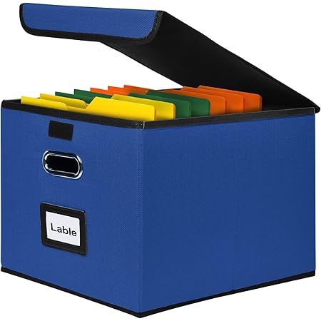 Portable File Organizer Box with Lids, Collapsible Linen Hanging Filing ...