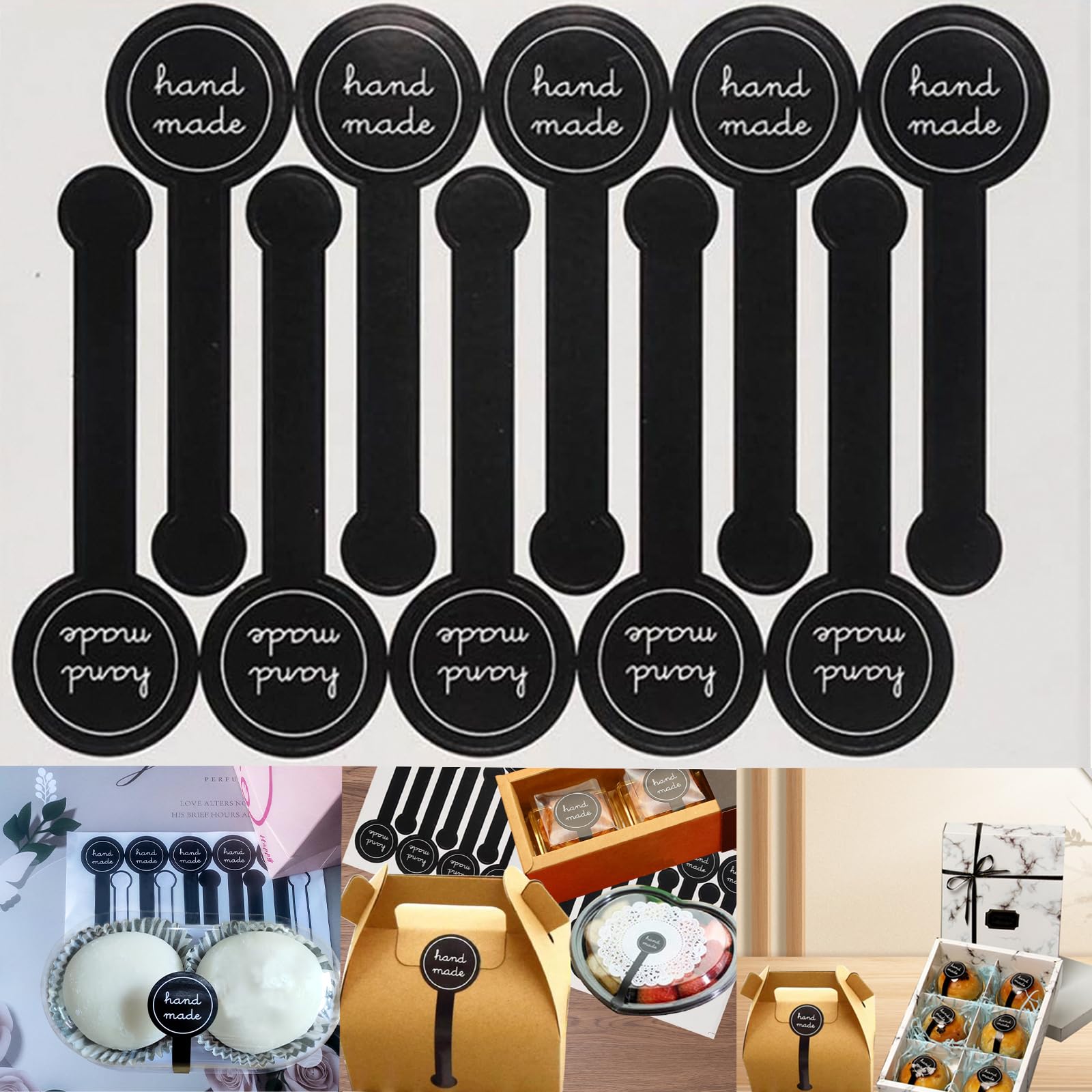 Amazon.com: 200 Pcs Handmade Lollipop Baking Seal Stickers - Black Hand ...