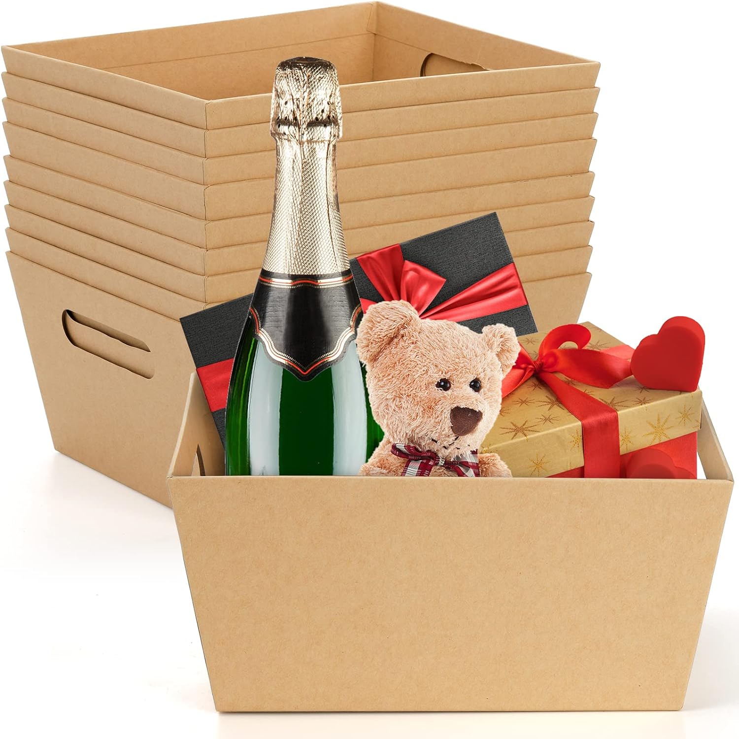 Amazon.com: DEAYOU 10 Pack Gift Basket Empty, 10" x 8" Kraft Basket ...