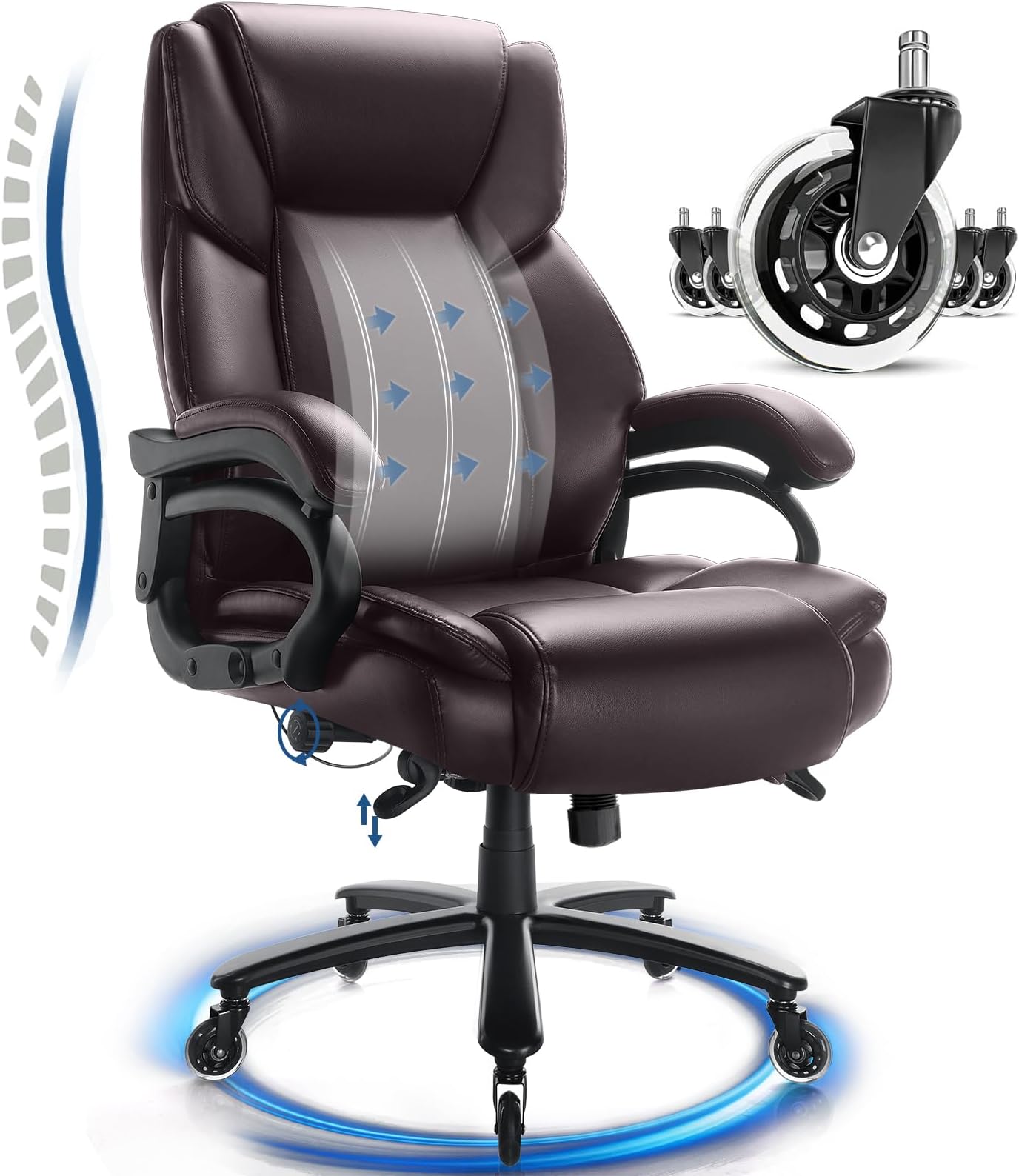 Amazon.com: Okeysen Big and Tall Office Chair with Rubber Wheels, 400 ...