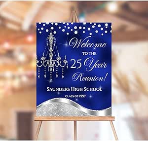 Amazon.com : Class Reunion Welcome Sign, Personalized Blue And Silver Entrance, Custom Class ...