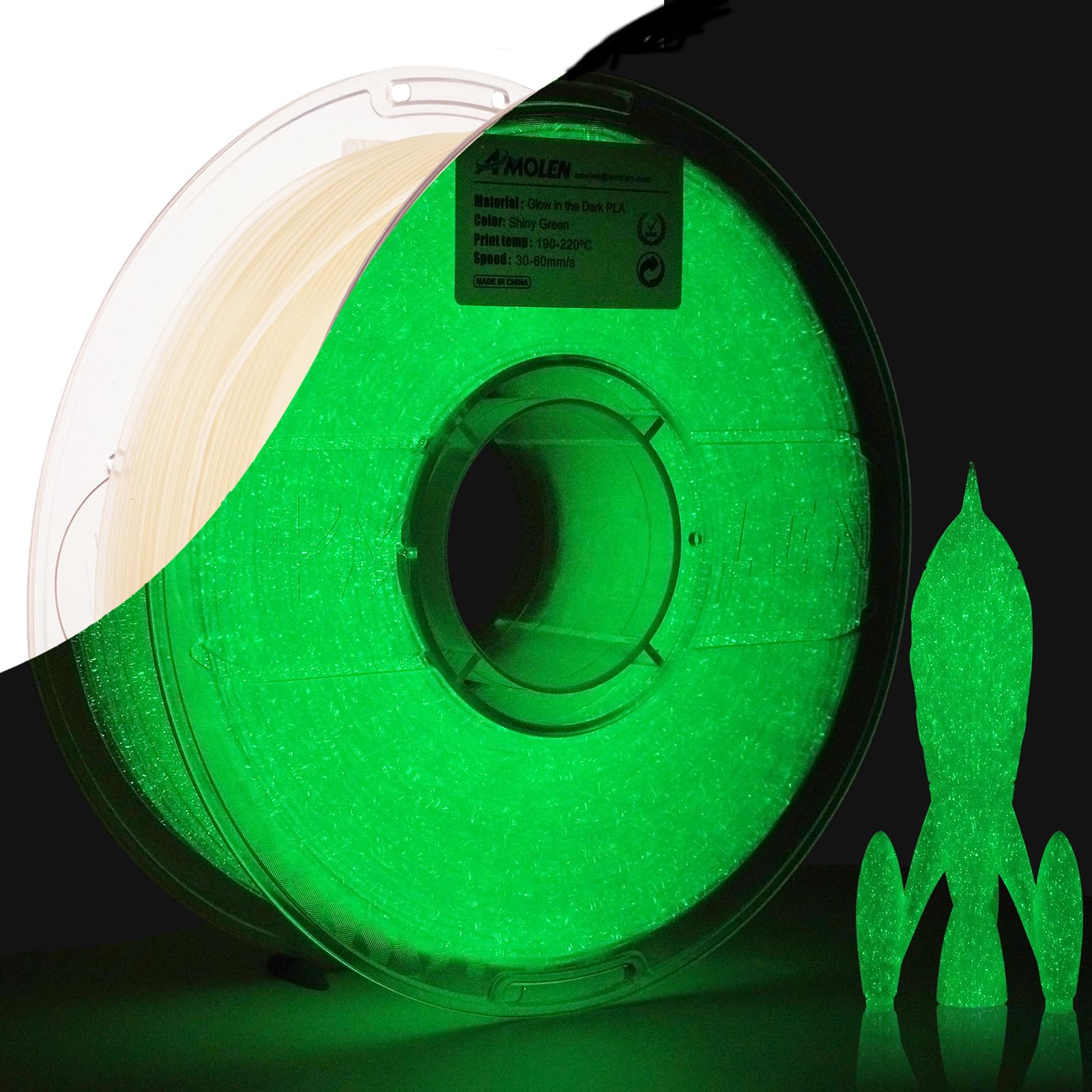 Amazon.com: AMOLEN Glow in The Dark PLA Filament - 1.75mm Shiny PLA 3D ...