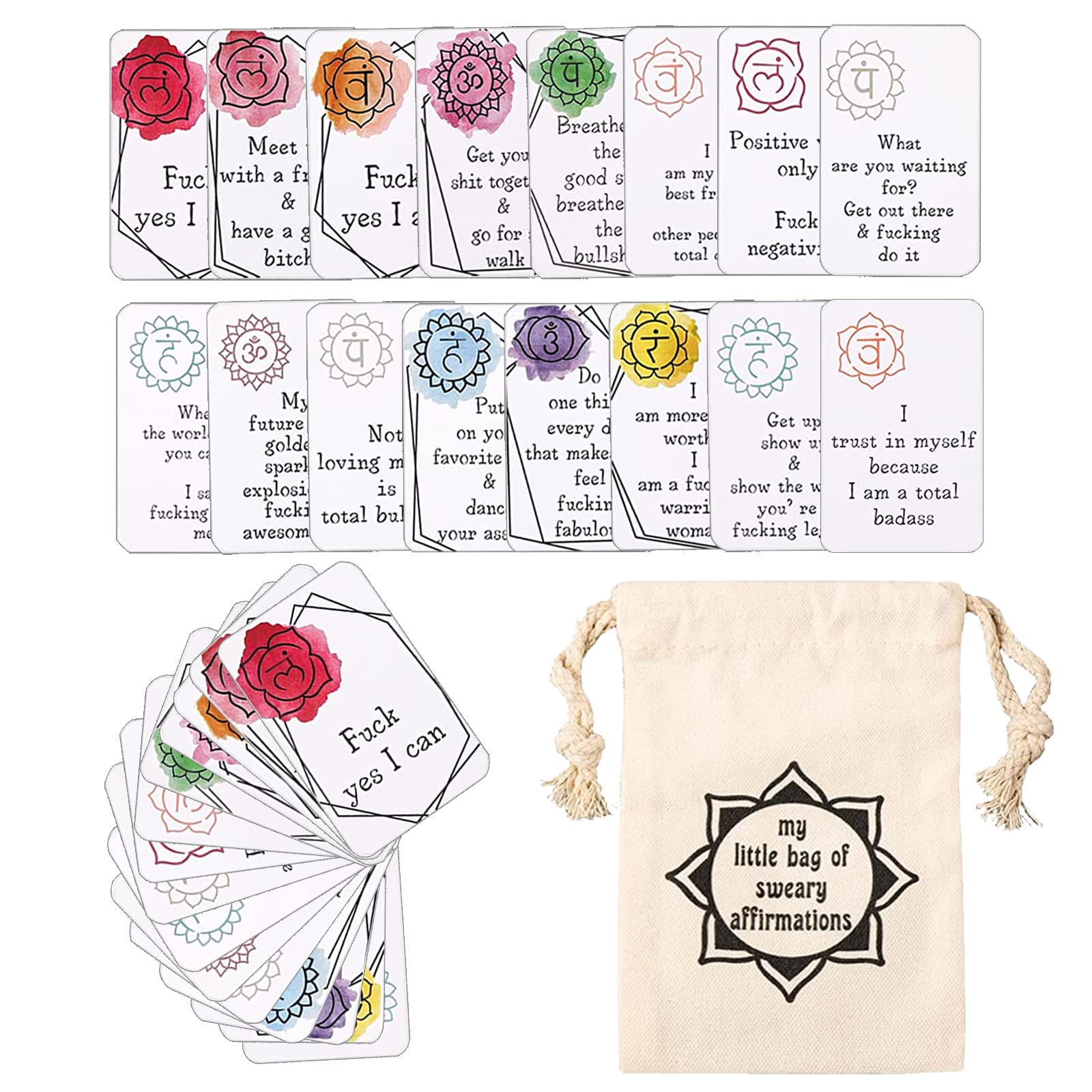 ZZLBZN 16Pcs Funny Affirmation Card Gift, Positive Sweary Affirmation ...