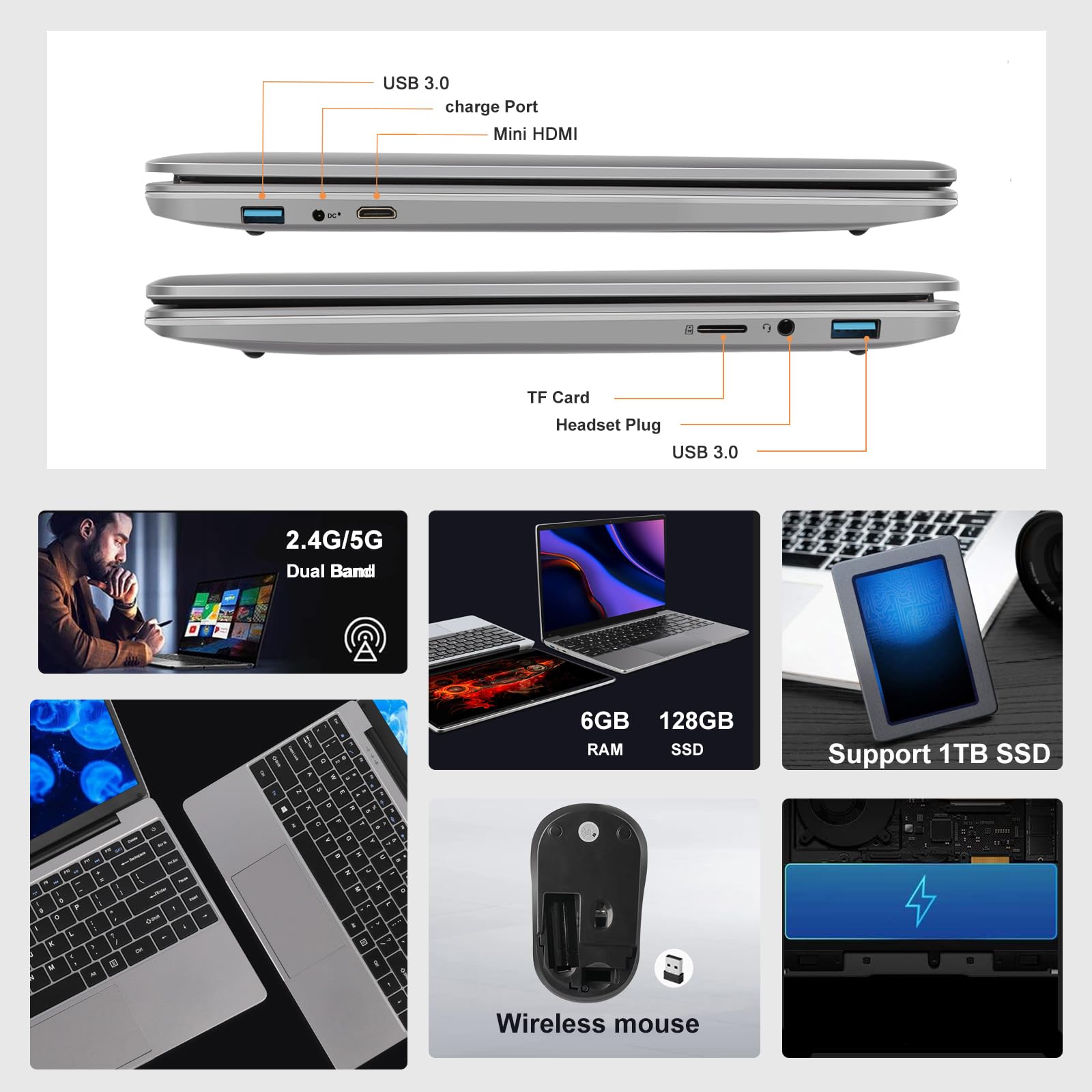 Snapklik.com : Ruzava/Aocwei Laptop Win 11 14" 6GB DDR4 128GB SSD Intel ...