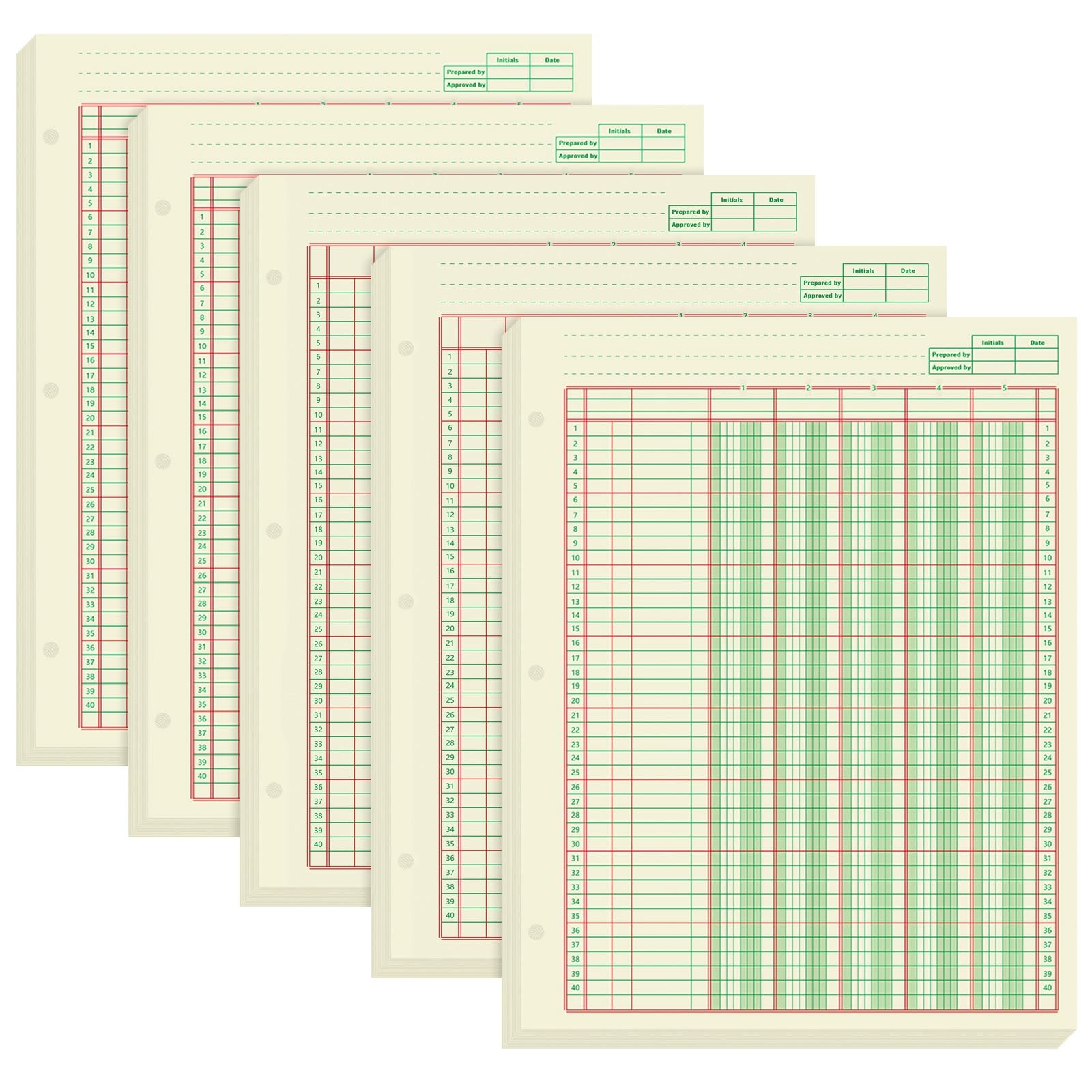 Amazon.com : Fulmoon 5 Pack 250 Sheets Ledger Paper Accounting Columnar ...