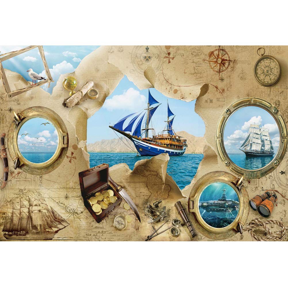 Dorcev 7x5ft Nautical Map Photography Backdrop Pirate Theme Boys ...