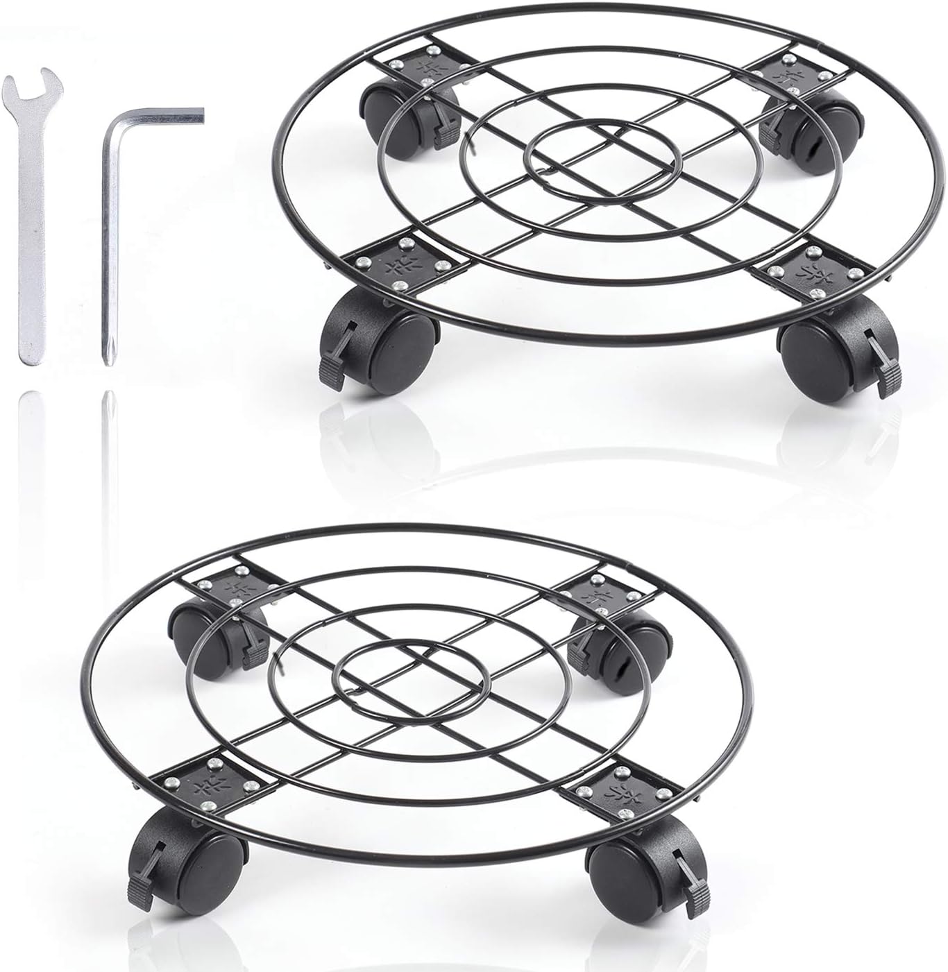 Amazon.com: 2 Pack 14" 16" Metal Plant Caddy Iron Potted Plant Stand ...