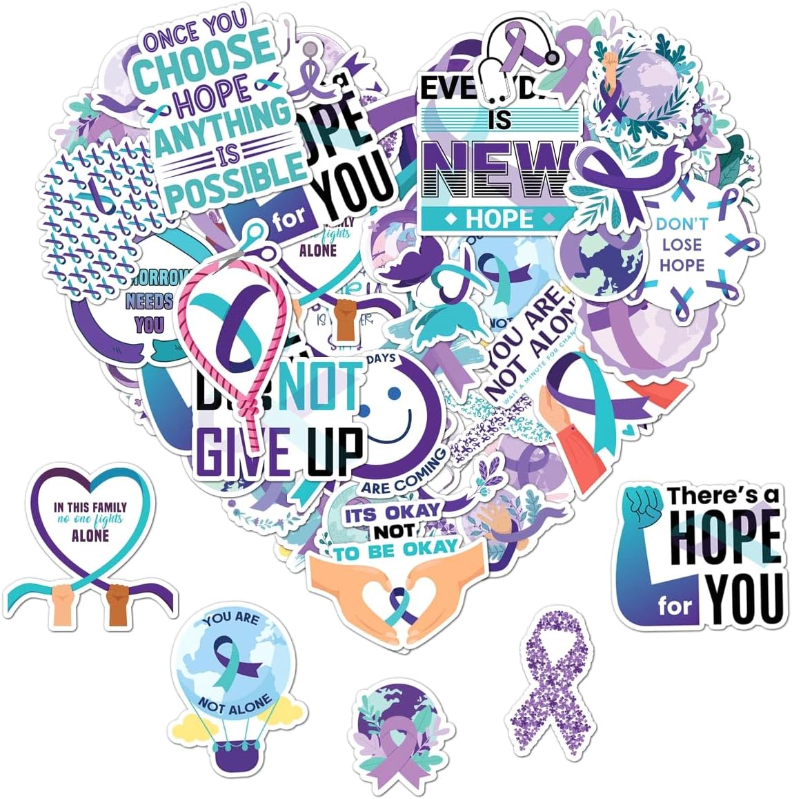 Amazon.com: 50 Pack Pcs Suicide Prevention Awareness Month Stickers for ...