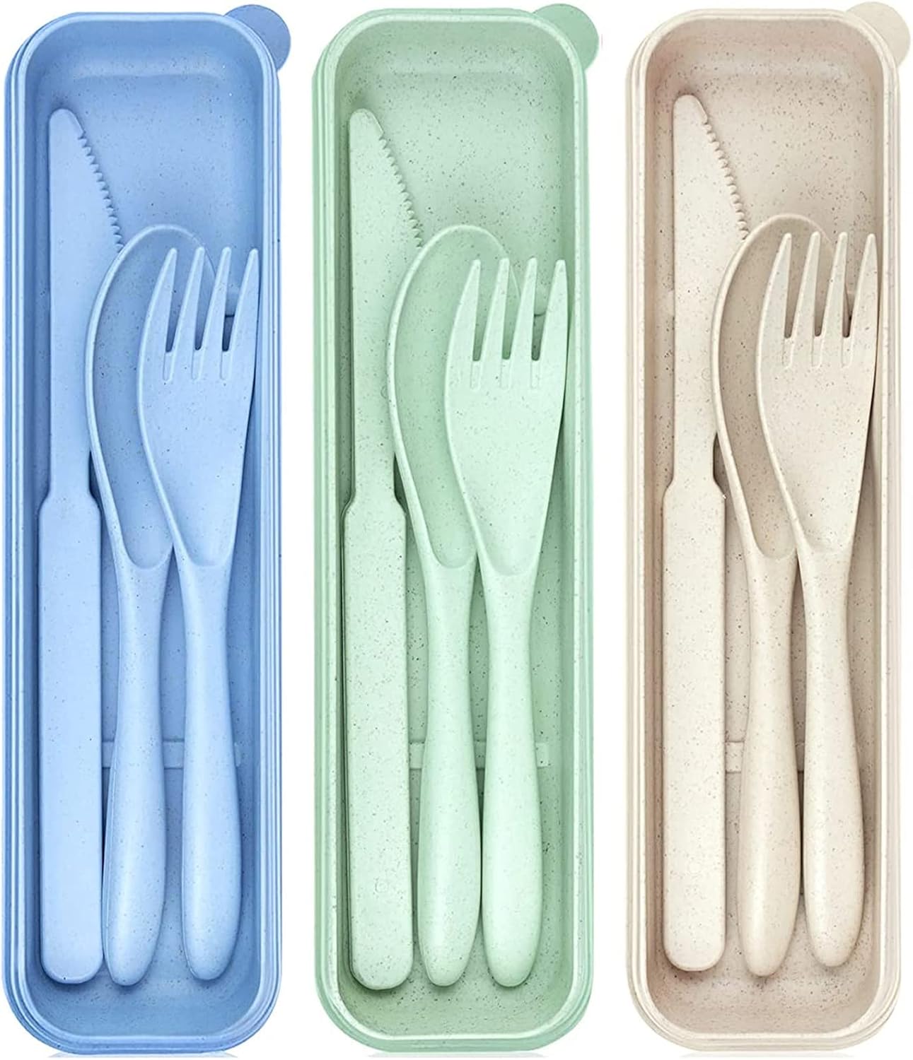GYTFOG Portable Cutlery Set with Case, Fork Knife Spoon Set 3 Sets ...