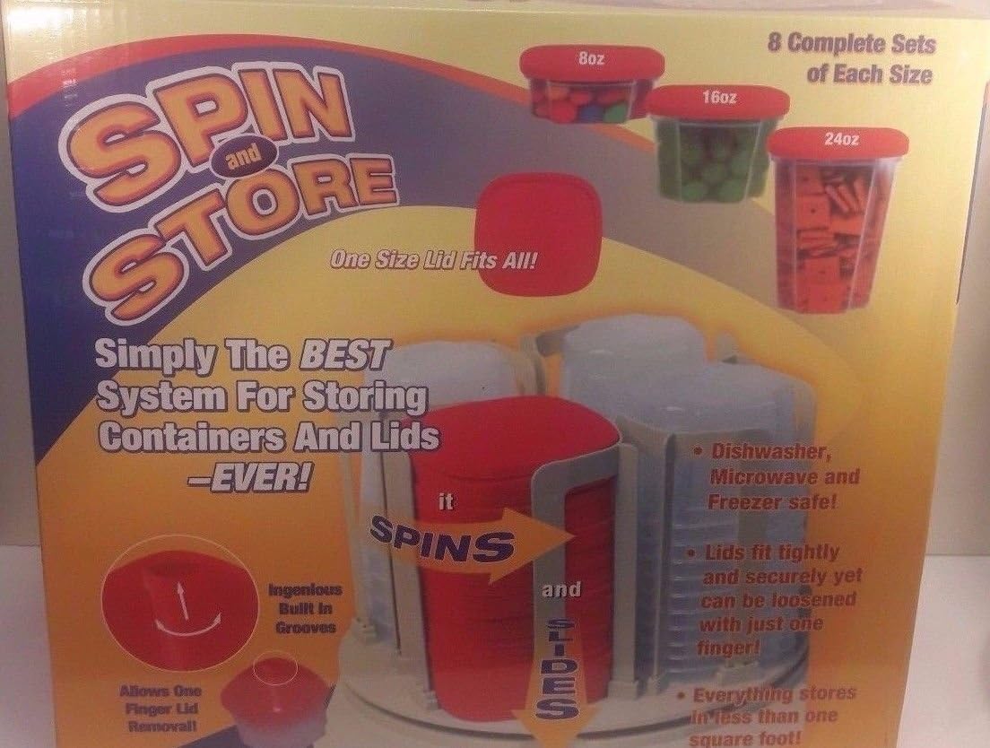 Amazon.com: Spin and Store (8 oz, 16 oz and 24 oz, Red Lids): Home ...