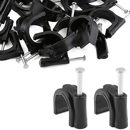 Rierdge 30 Pieces Half Clamps J-Hook with Nail, 1 Inch Black Pex ...