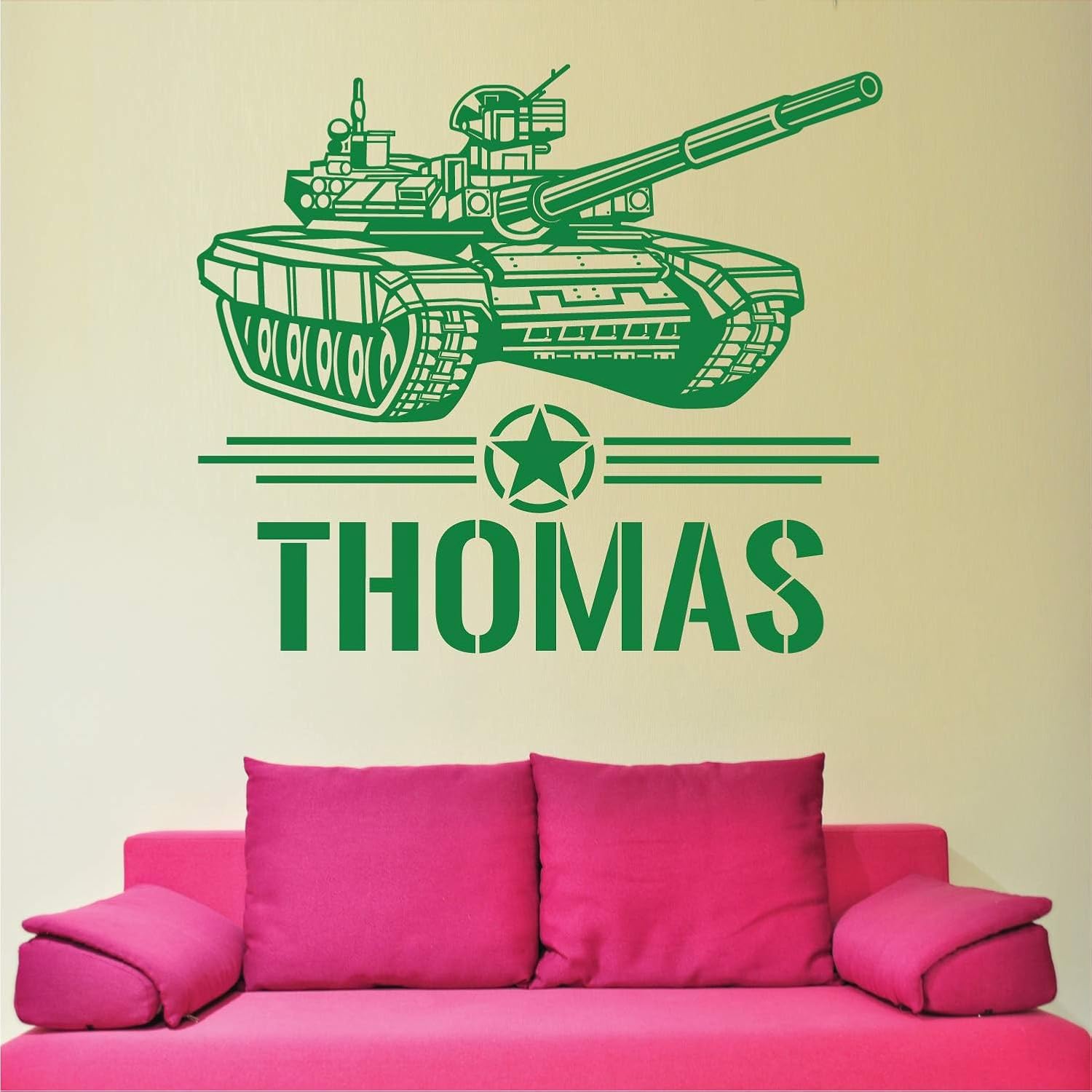 Amazon.com: USA Armed Forces Tank Boy Name Personalized Wall Sticker ...