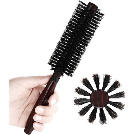 Amazon.com : Boar Bristle Round Brush, Hair Brush with Ergonomic ...
