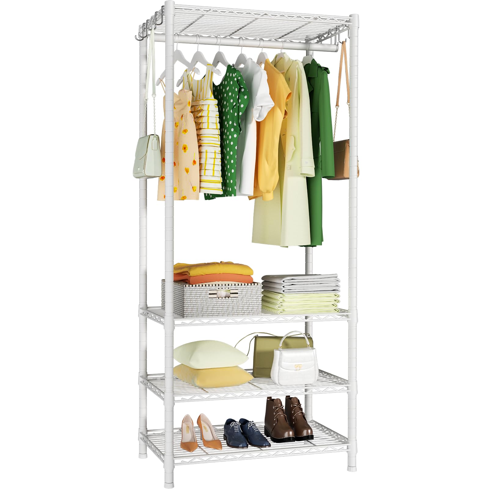 Ulif H1 Portable Closets, 4-Tier Freestanding Metal Garment Rack and ...