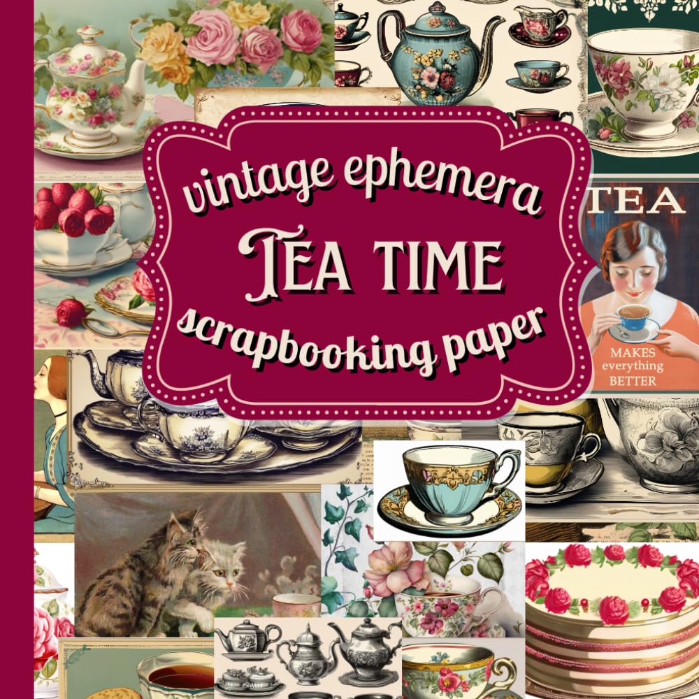 Vintage tea time ephemera scrapbooking paper: Hand selected for jun ...