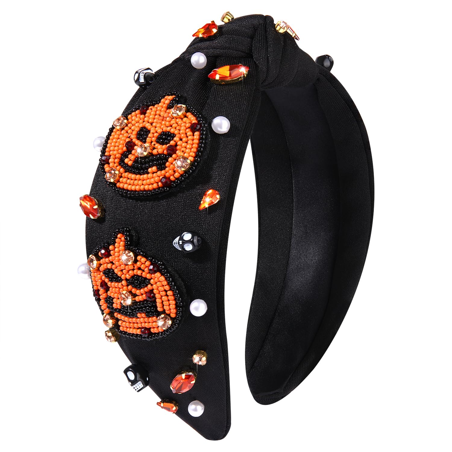 Amazon.com: boderier Halloween Headband Beaded Spooky Pumpkin Knotted ...