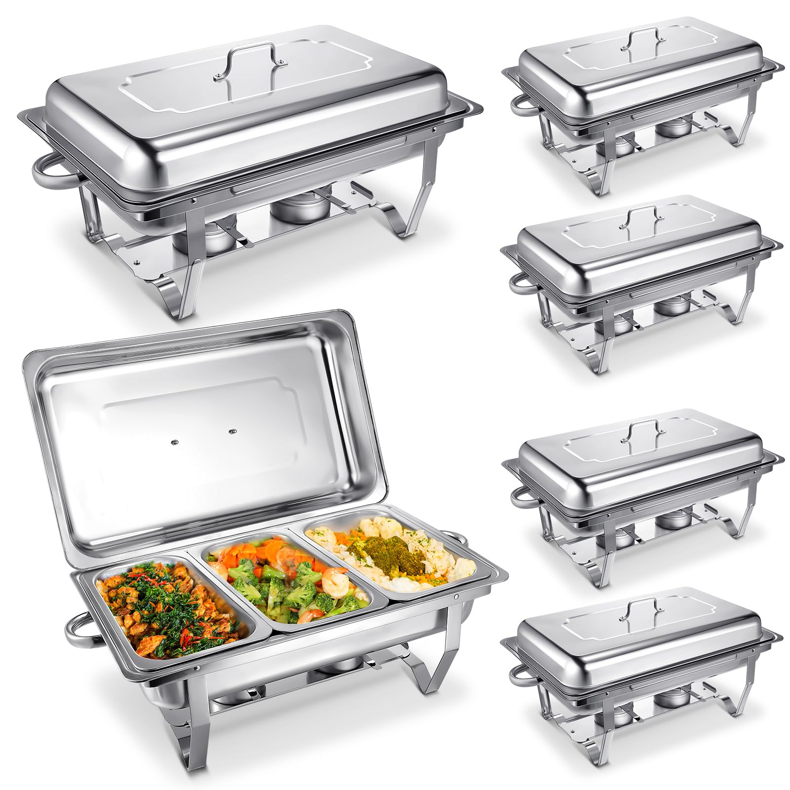 6 Pcs Chafing Dish Buffet Set 8 Qt Stainless Steel | Desertcart SINGAPORE