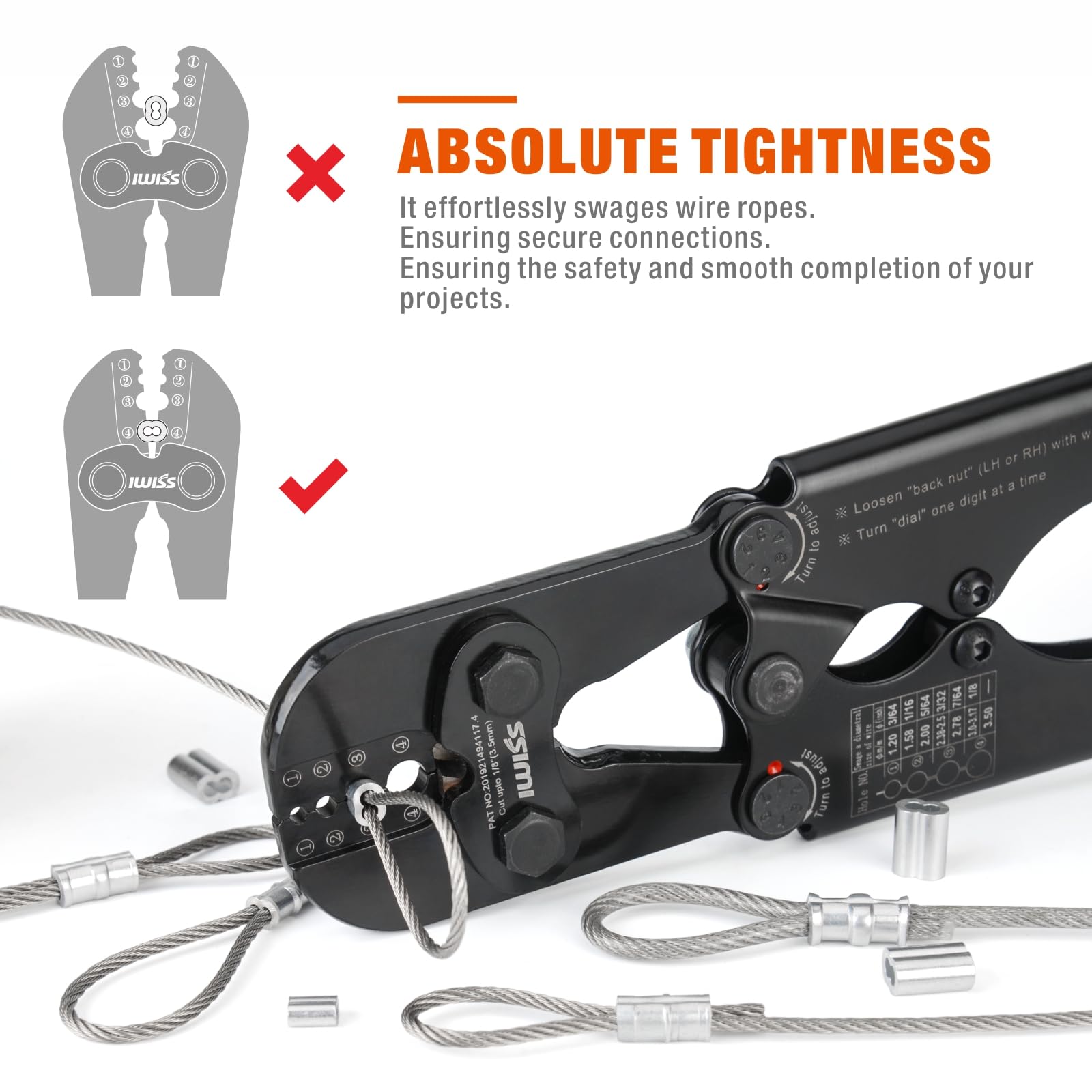 Snapklik.com : iCrimp Wire Rope Crimping Tool, Wire Cutter, For ...