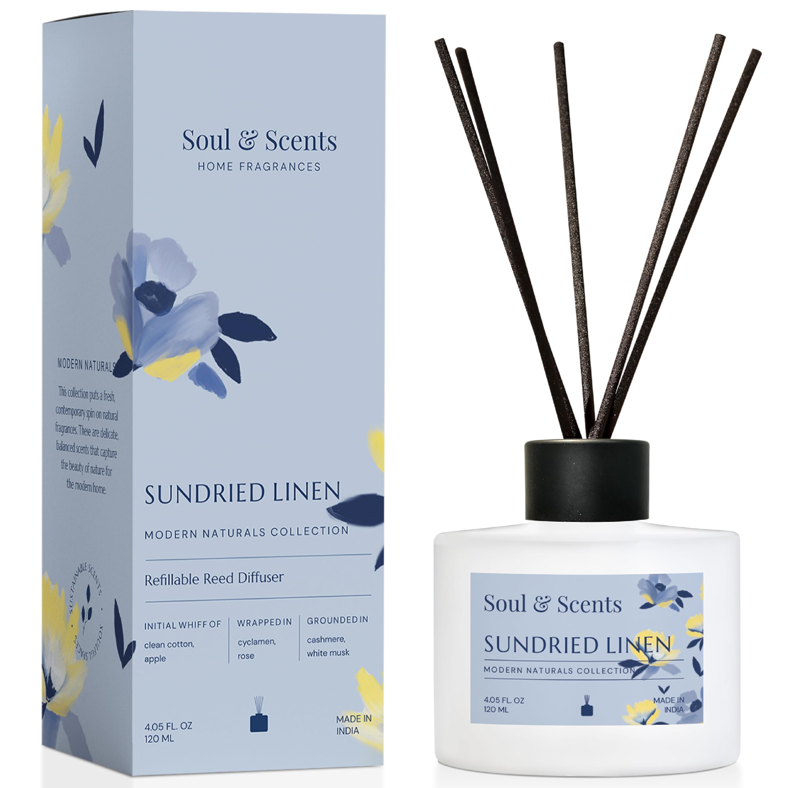 Soul & Scents Premium Sundried Linen Reed Diffuser Set|Free 6 Fiber ...
