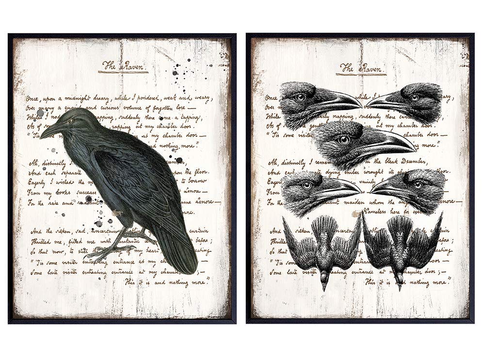 Amazon.com: Edgar Allan Poe, The Raven Poem - Vintage Rustic Wall Art ...