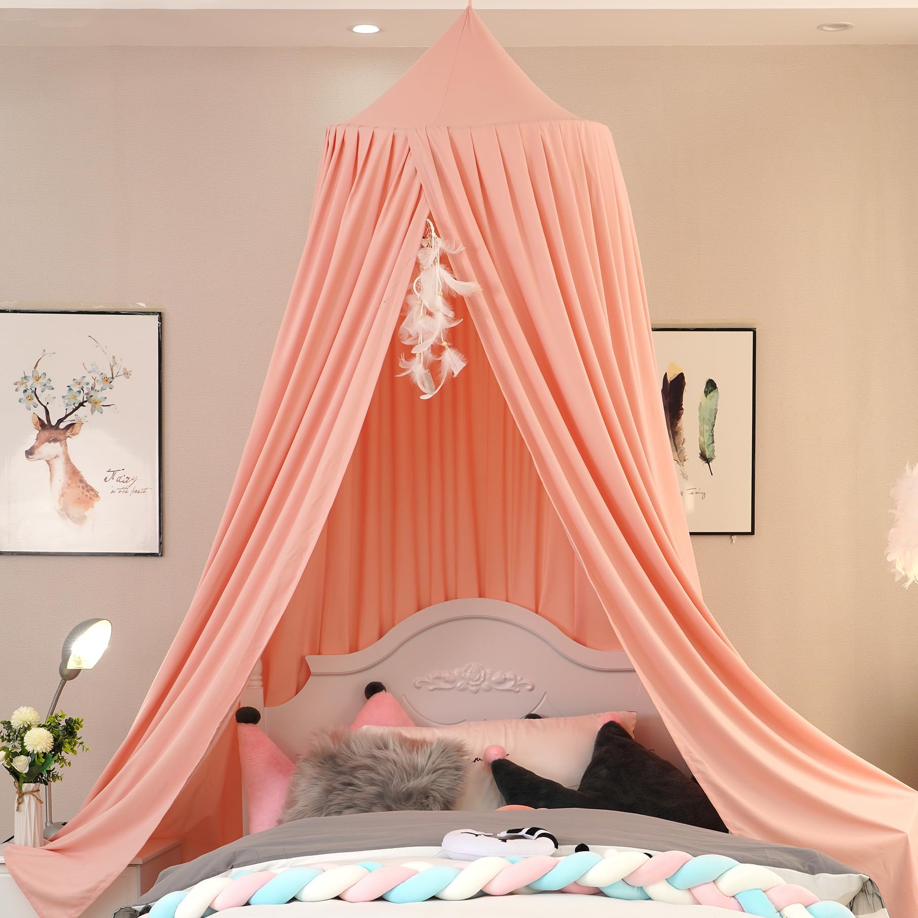 Zeke and Zoey Dusty Dirty Pink Soft Hanging Bed Canopy for Girls or ...