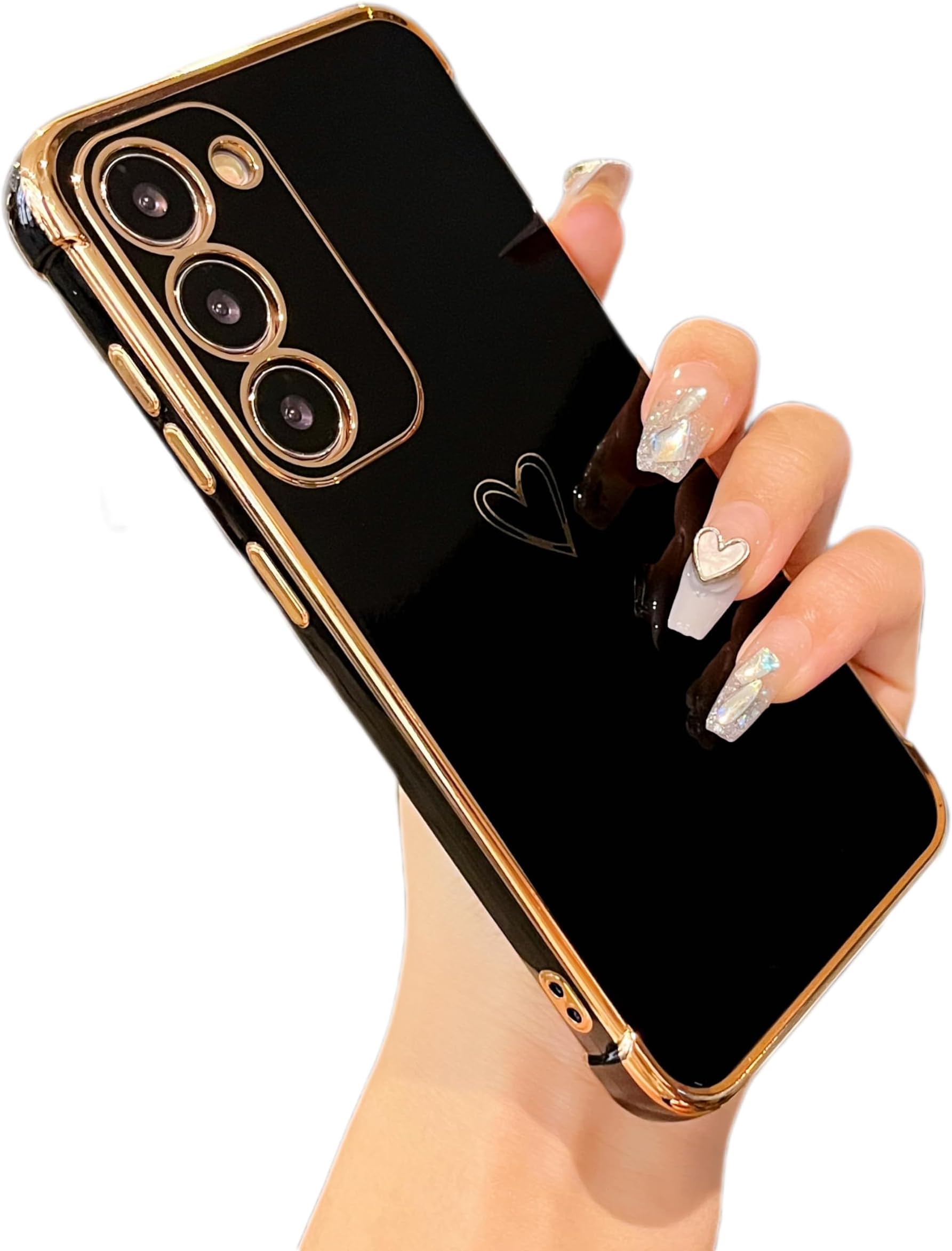 Amazon.com: Teageo for Samsung Galaxy S23 Case for Women Girl Cute Love-Heart Luxury Bling Soft ...