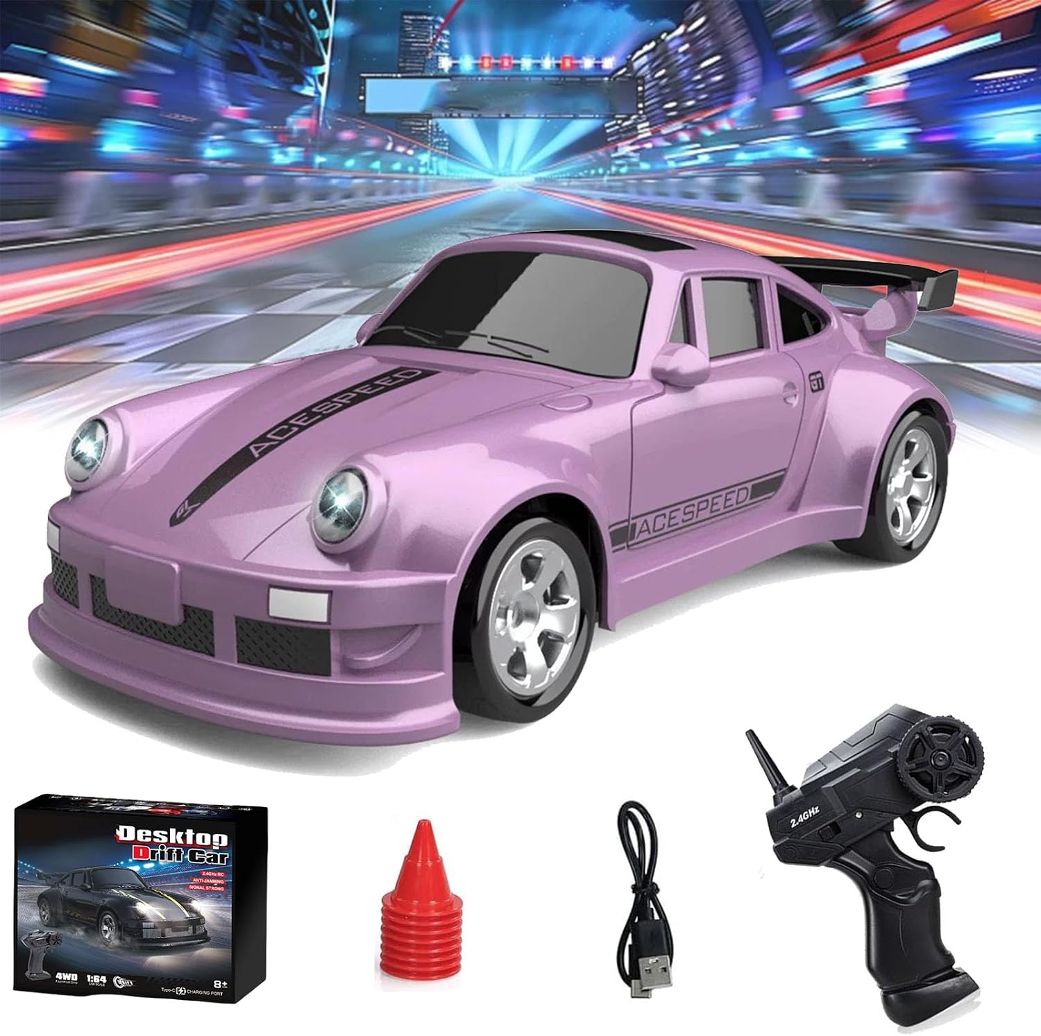 Amazon.com: DeskDrift Mini – 1:64 Scale 4WD Proportional RC Drift Car ...