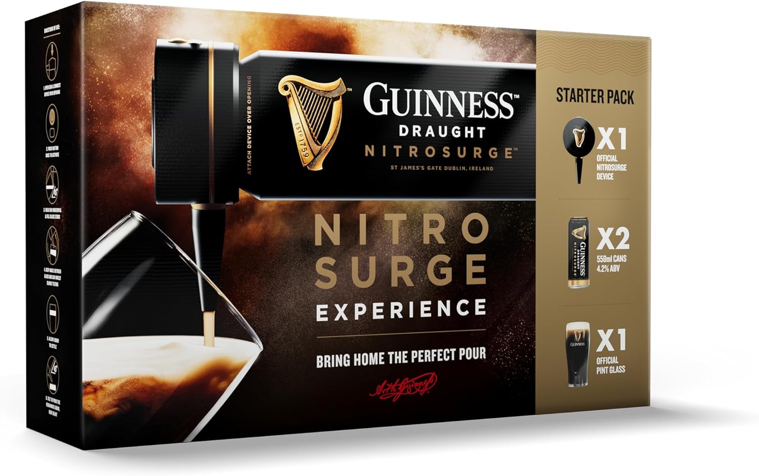 Guinness Nitrosurge Starter Pack Can, 2 x 558ml [Includes Device ...