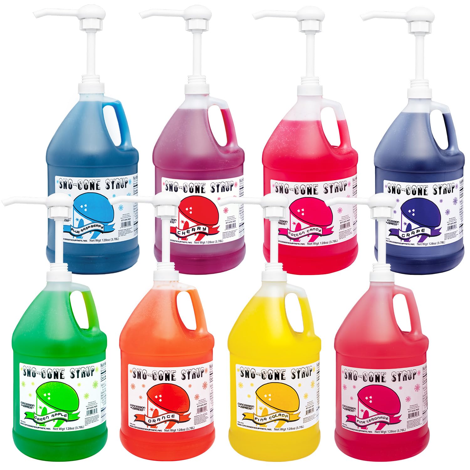 Amazon.com: Mix & Match Sno-Cone Syrup with Pumps (Four Gallons ...