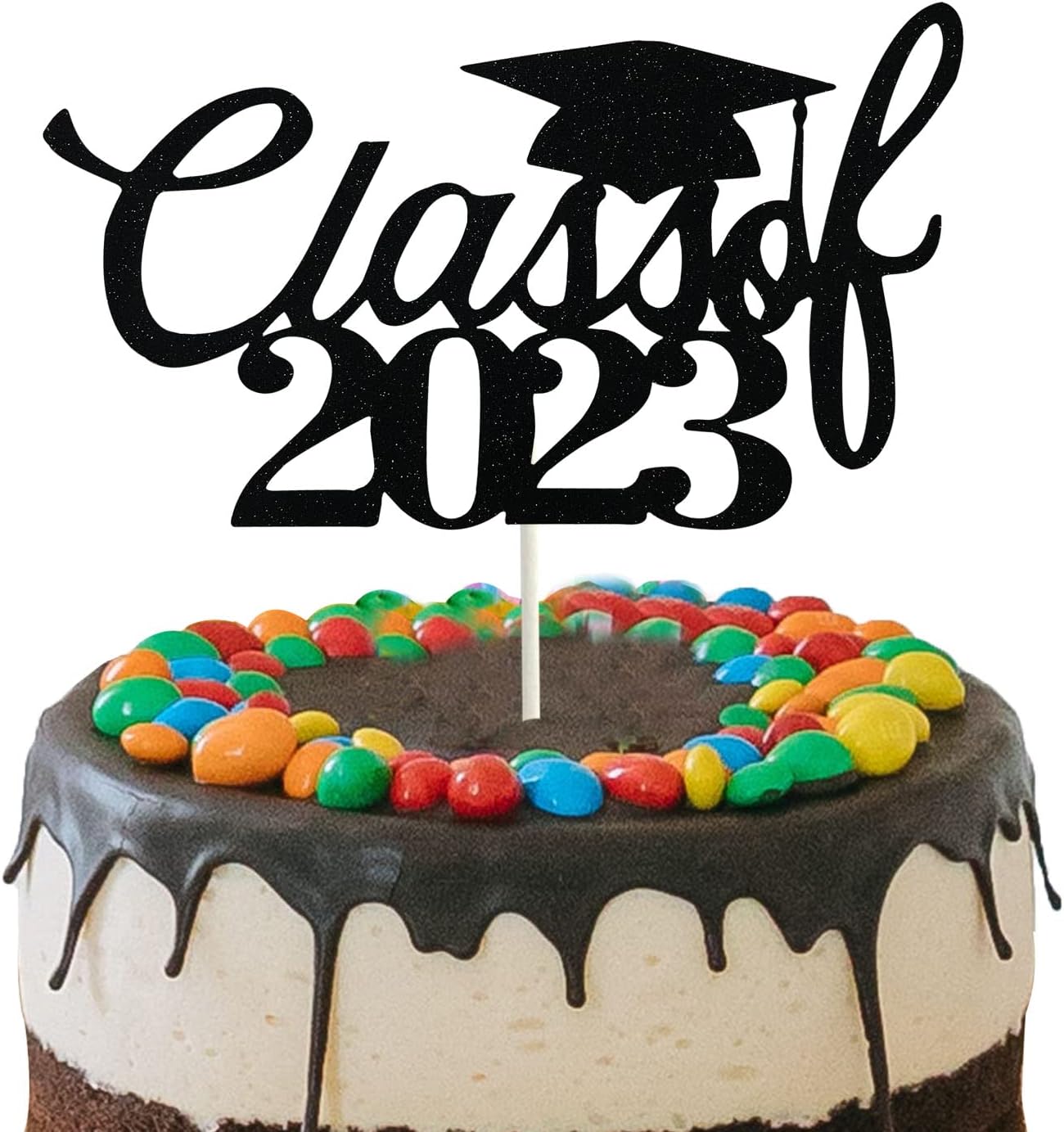 Class of 2023 Cake Topper, Black Glitter 2023 Graduation Cake Pick for ...
