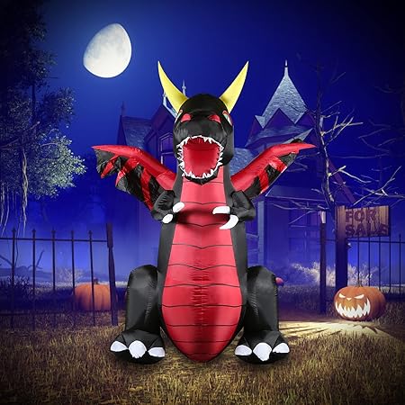 Amazon.com: JOYDECOR 9FT Giant Animated Fire & Ice Dragon Halloween ...