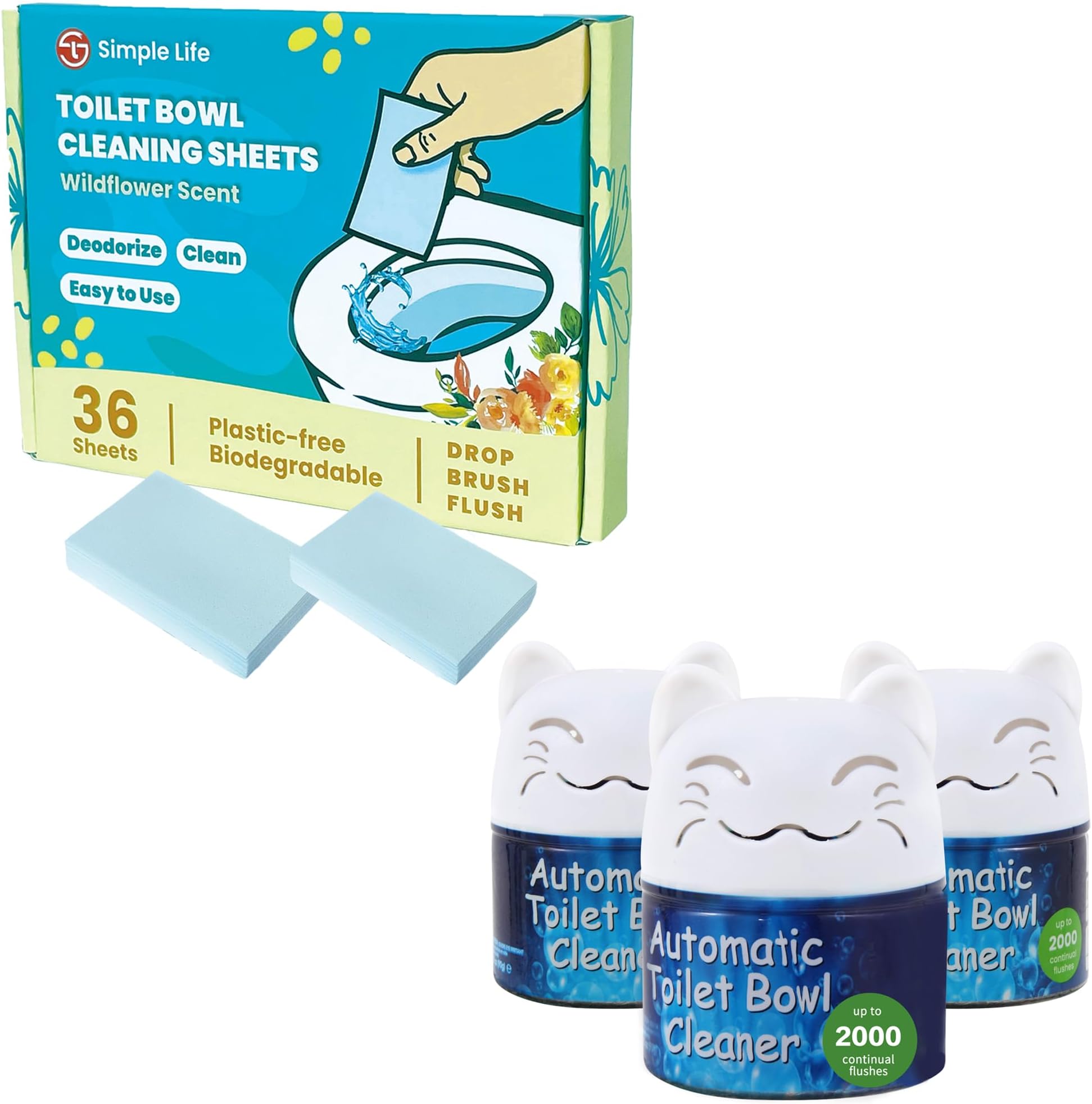 Amazon.com: Simple Life Toilet Cleaner Tablet Bottle + Cleaning Sheet ...