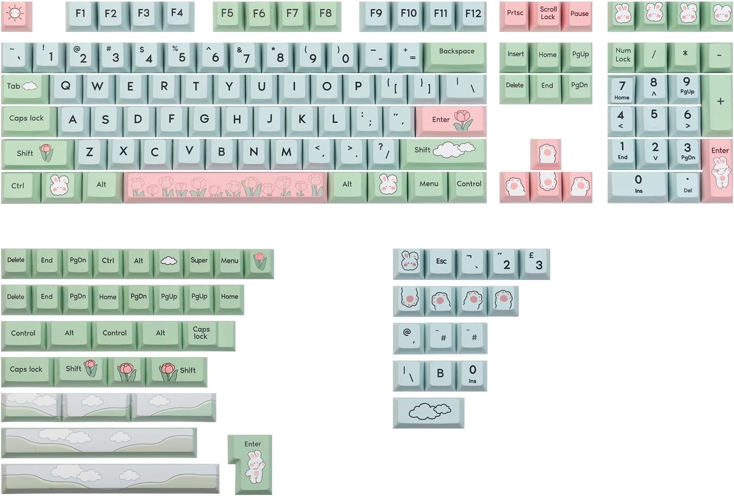 Amazon.com: YUNZII Snow Dye Sub PBT Keycaps,149 Full Keys Dye ...
