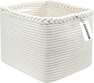 Amazon.com: DAVIHOMI Rectangular Woven Cotton Rope Basket for ...