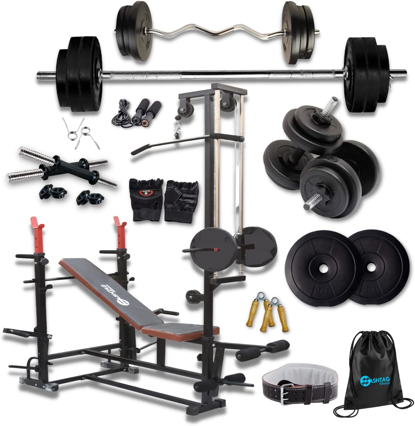 BodyFit Weight Plates 20 In 1 x, Flat Bench Home Gym Fitness Package ...