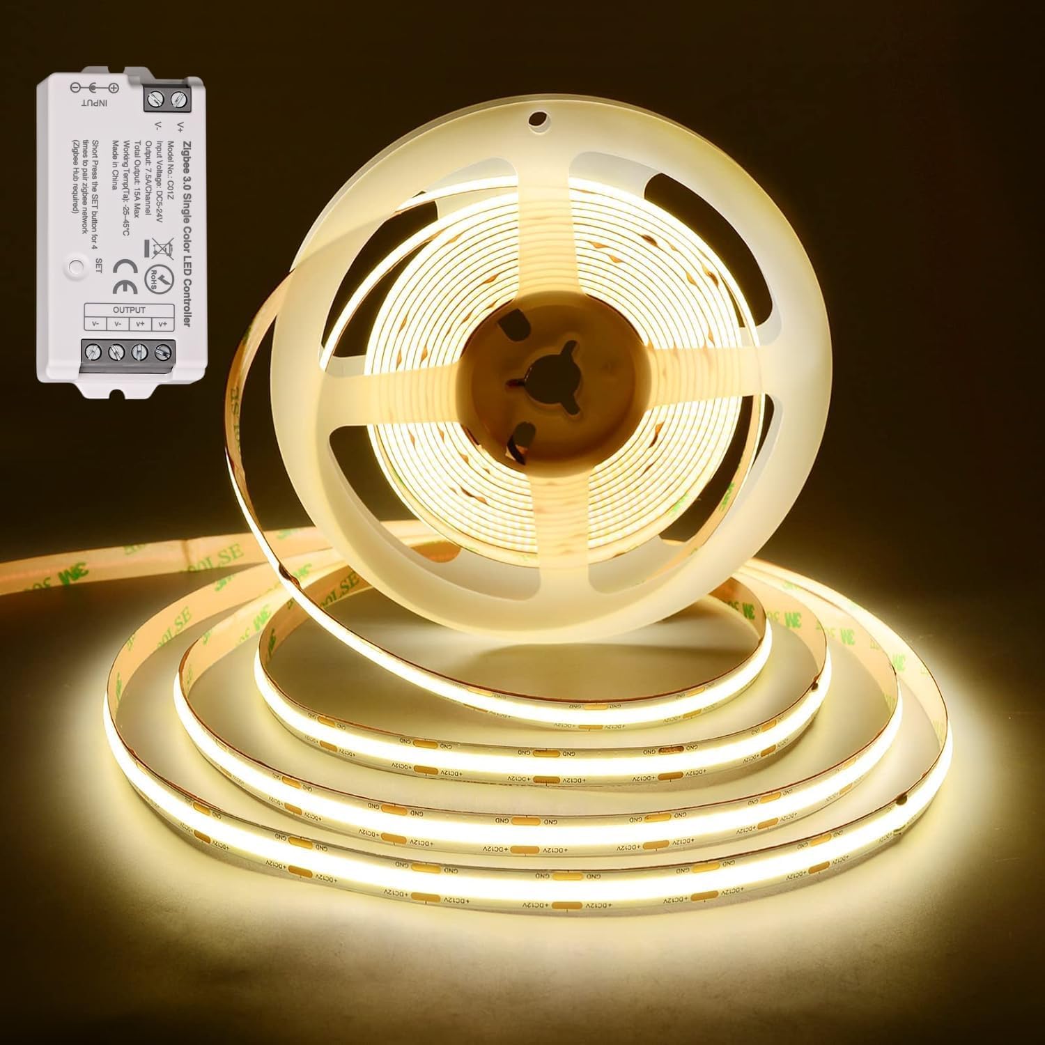 Amazon.com: TUNICHX COB LED Strip Light DC 12V 2400LEDs 16.4ft 4000K ...