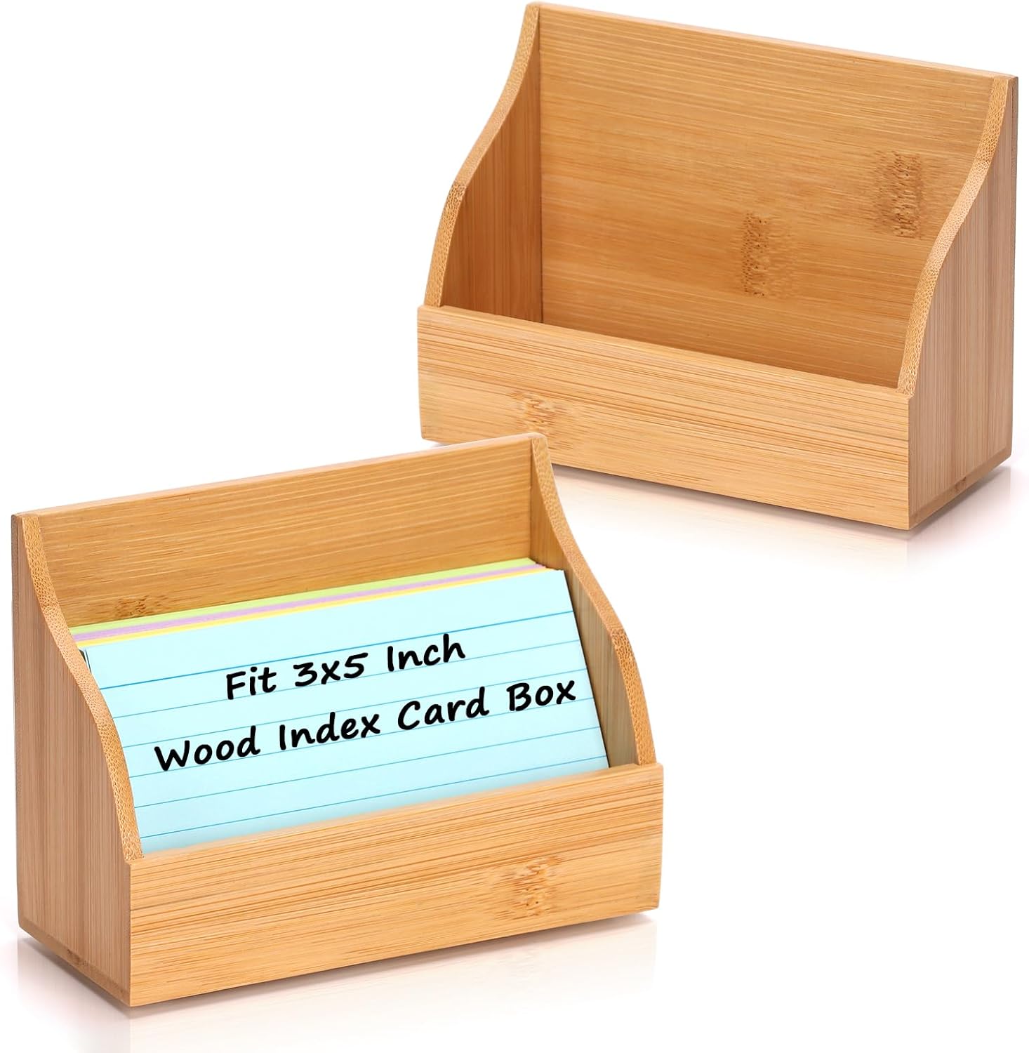 Amazon.com: SHIQIKEJIPTY 2 Pcs Wood Index Card Box 3x5 Index Card ...