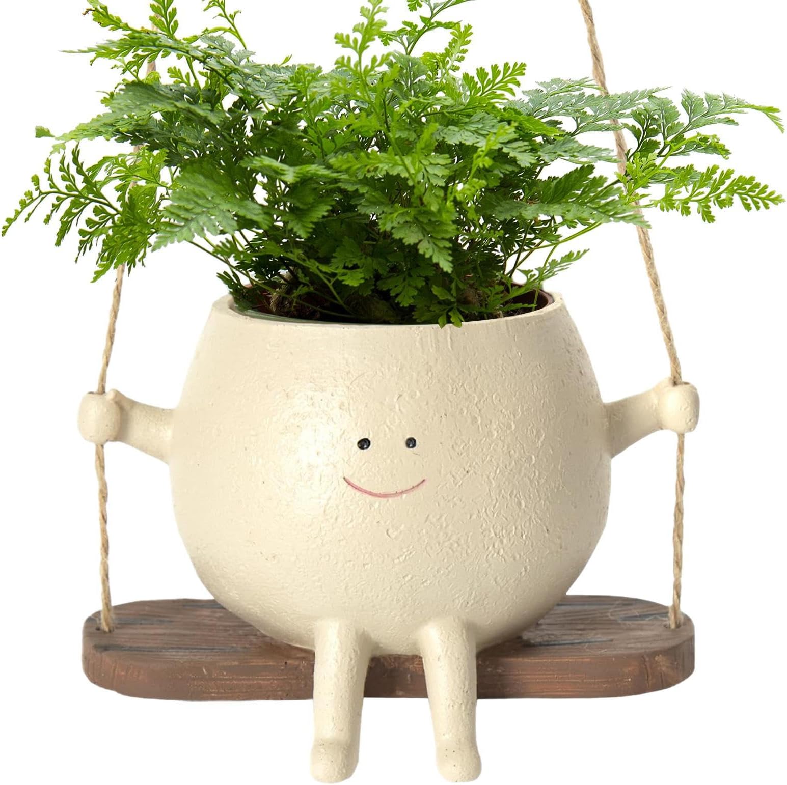 Amazon.com : Hanging Planter Swing Face Plant Pot - Cute Resin Head ...