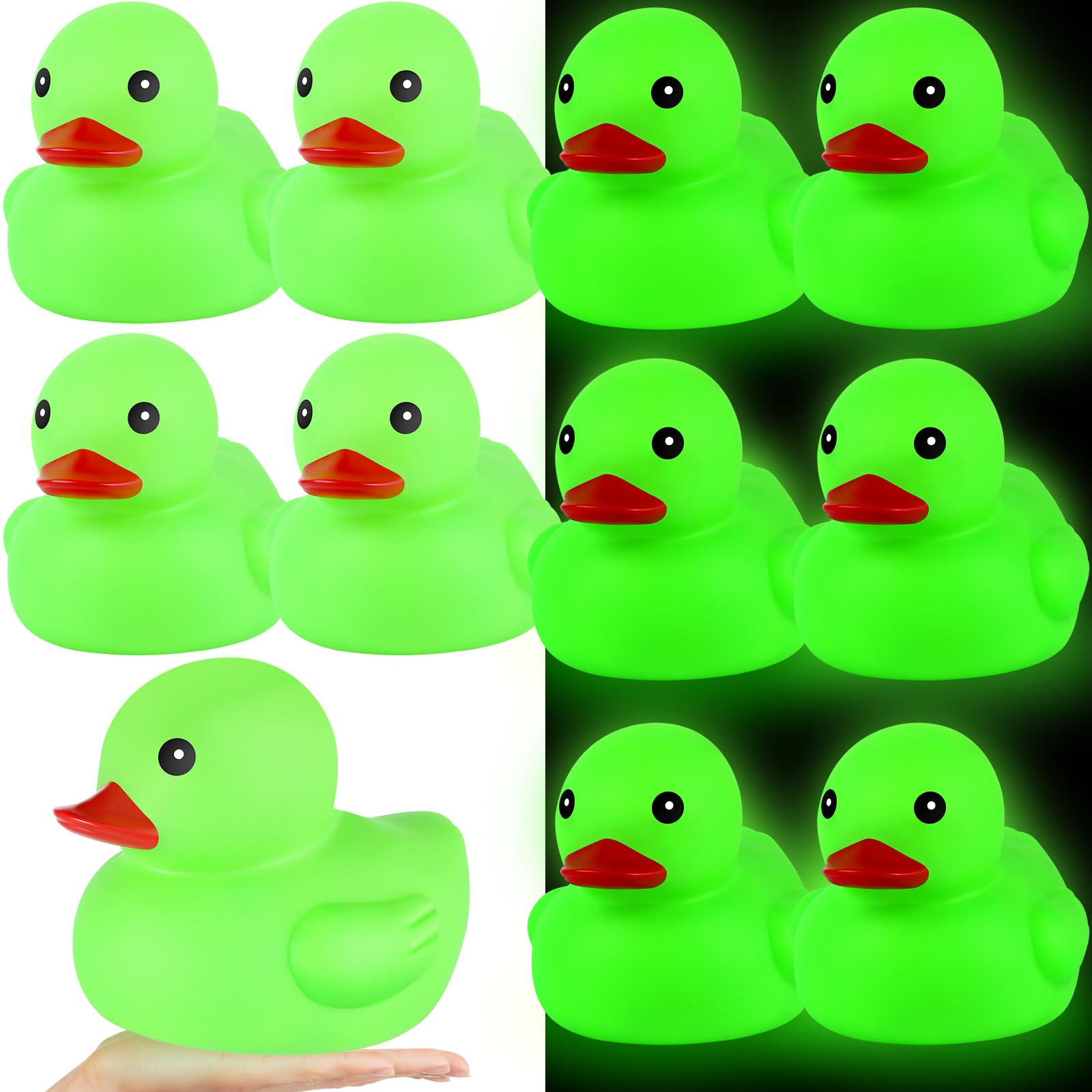 Deekin 12 Pcs Glow in The Dark Rubber Ducks, Squeaky Halloween Light up ...