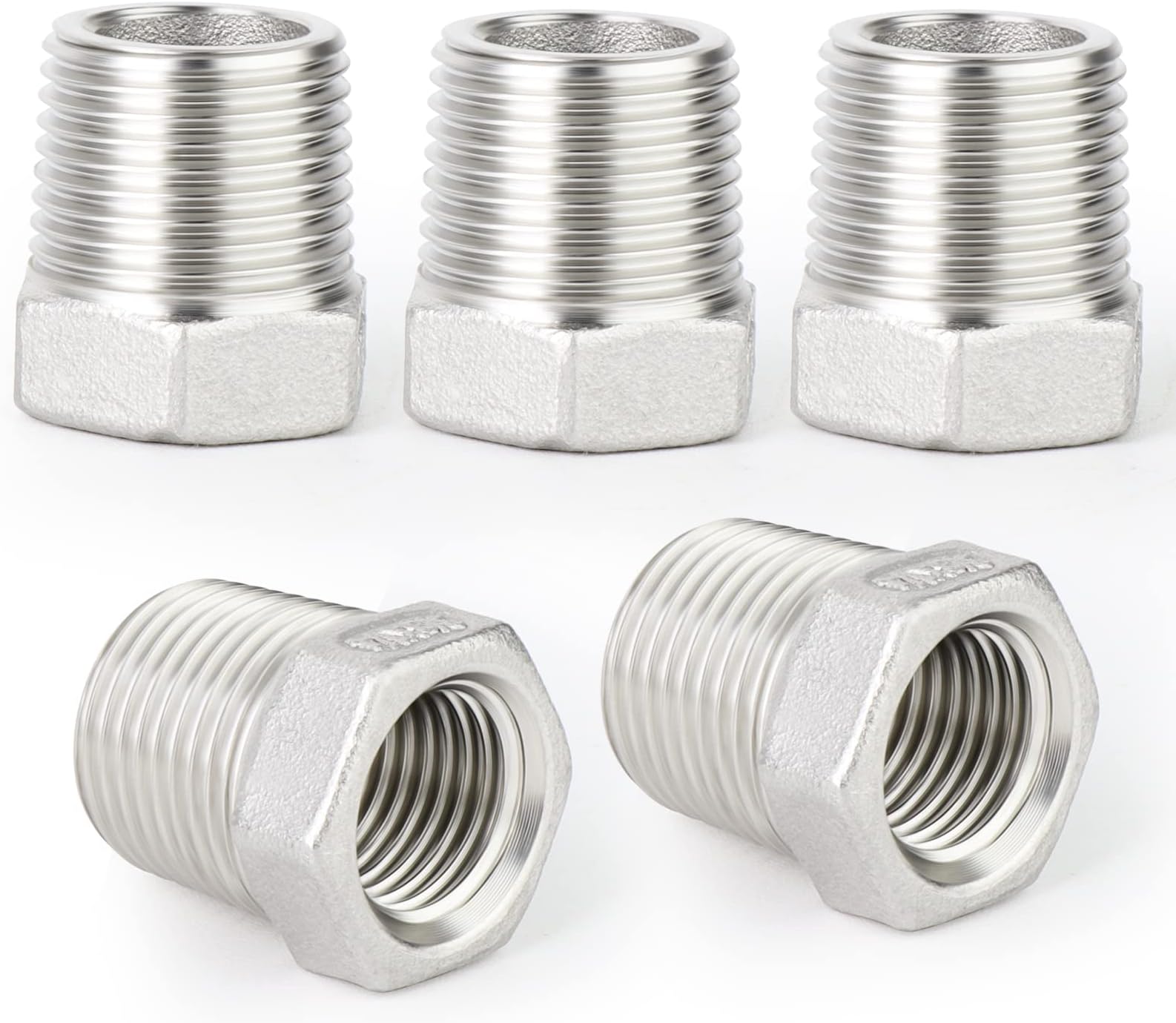 ERGAOBOY 5 Pcs Reducer Hex Bushing, 3/8" Male to 1/4" Female BSP, 304 ...