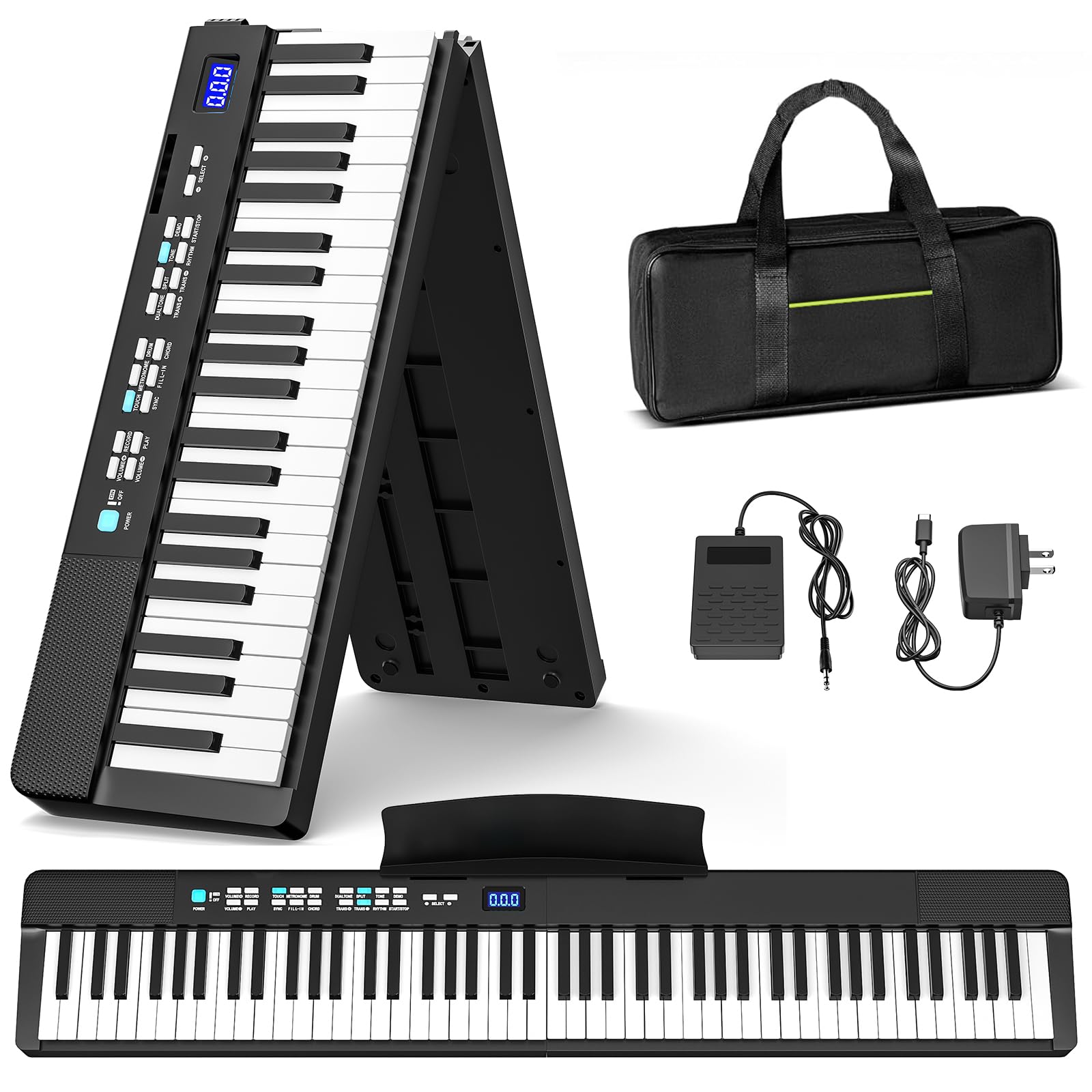 Amazon.com: Fenbeli Piano Keyboard 88 Keys - Folding Semi Weighted ...