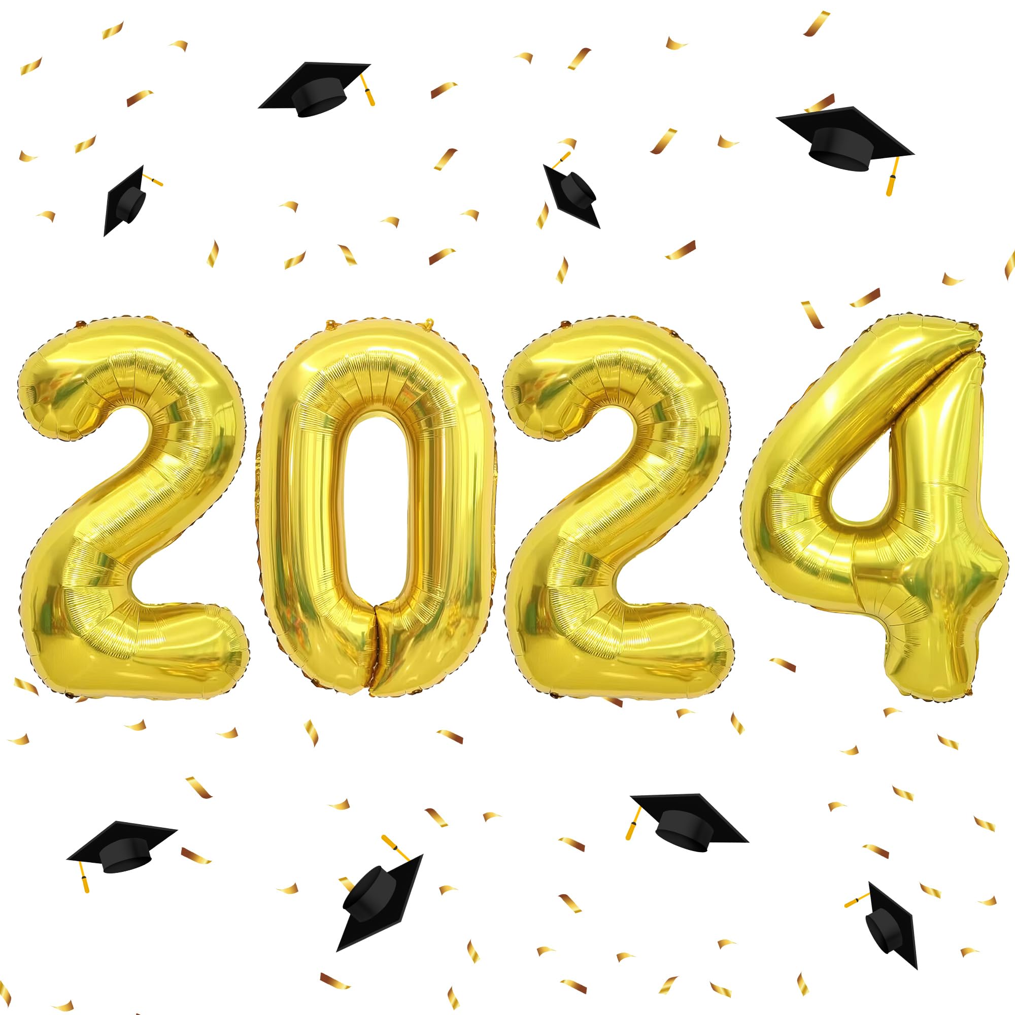 Amazon.com: 2024 Balloons, 40 Inch Number Balloon, Graduation Balloons ...
