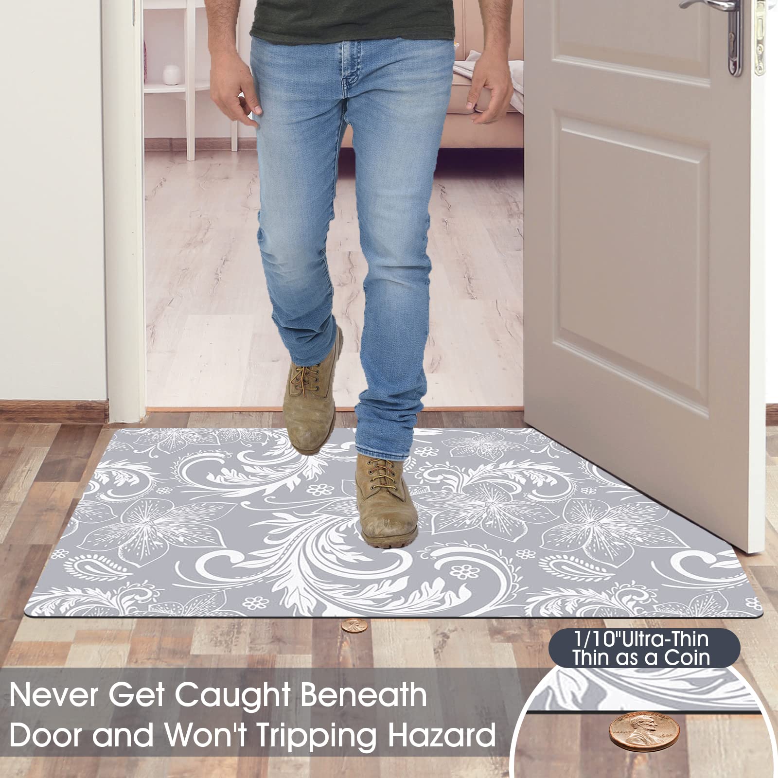 RUEIURI 0.1 Inch Ultra Thin Kitchen Sink Floor Mat, Waterproof Indoor ...