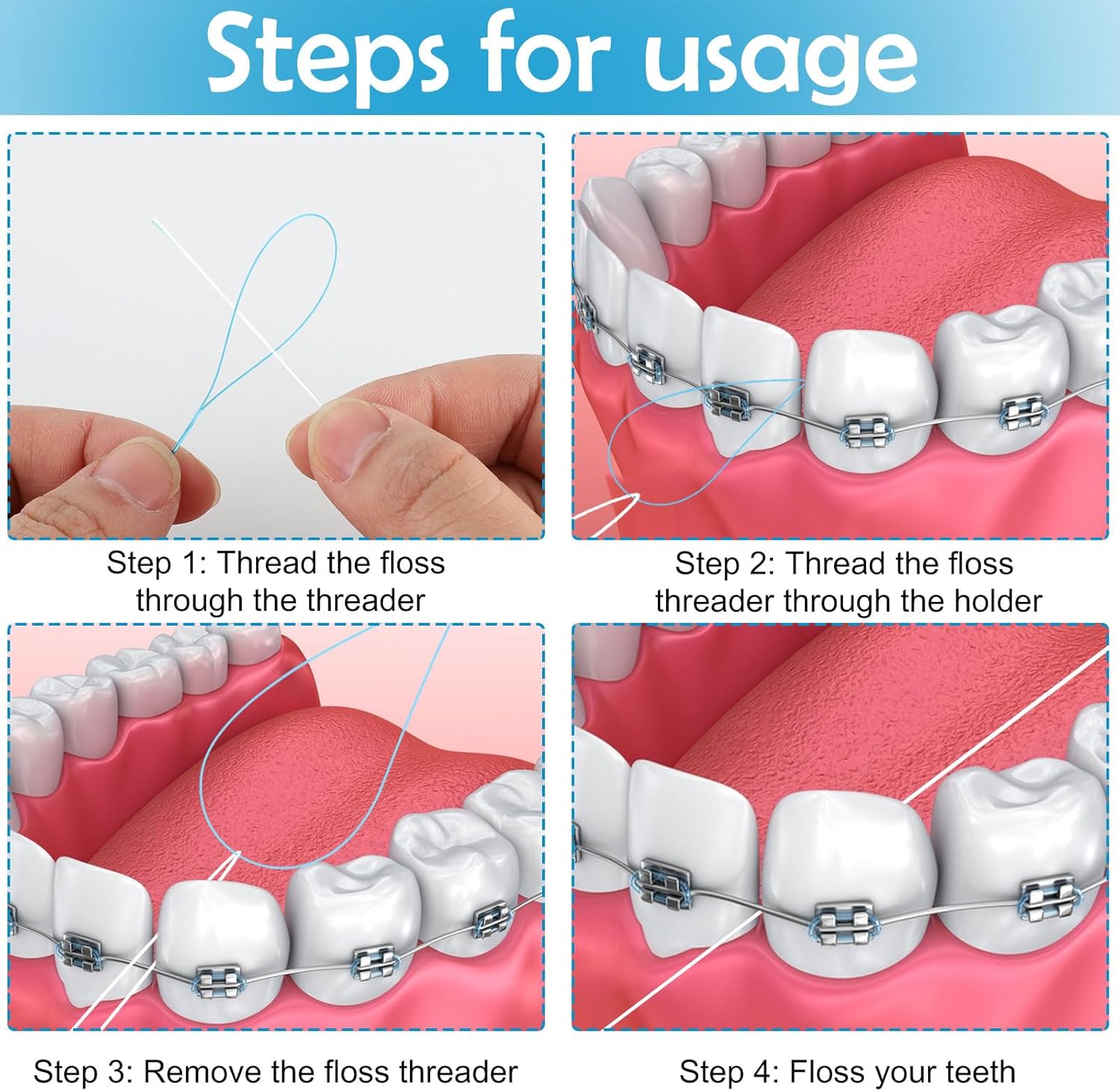 Enhebrador de hilo dental de 700 unidades para puentes, enhebradores de ...
