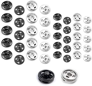 Press Studs Snap Fasteners, 20 Sets Sew on Snap Buttons Fastener Metal ...