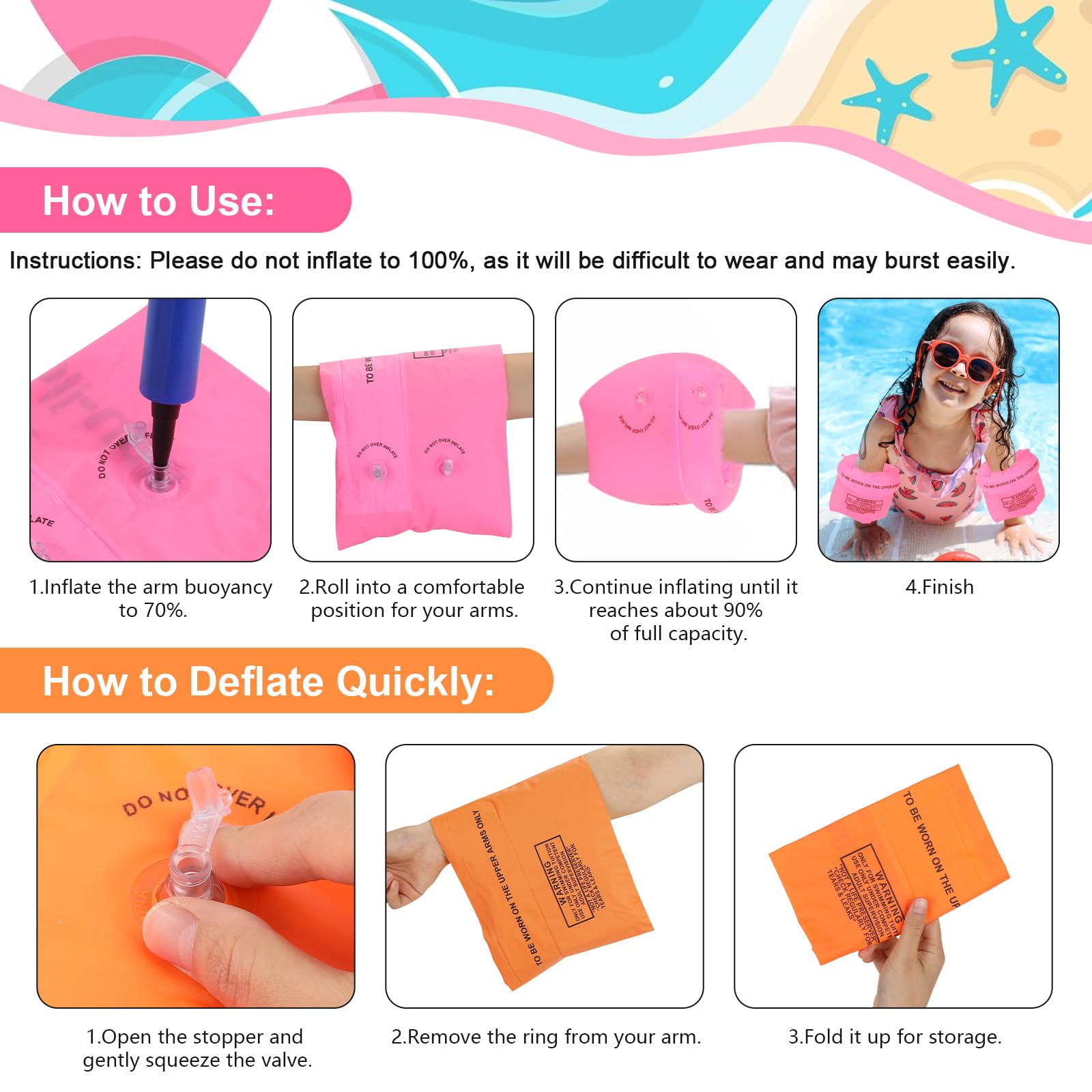 Snapklik.com : Wowelife Arm Floaties For Kids And Adults 2-4 Pack Pink ...