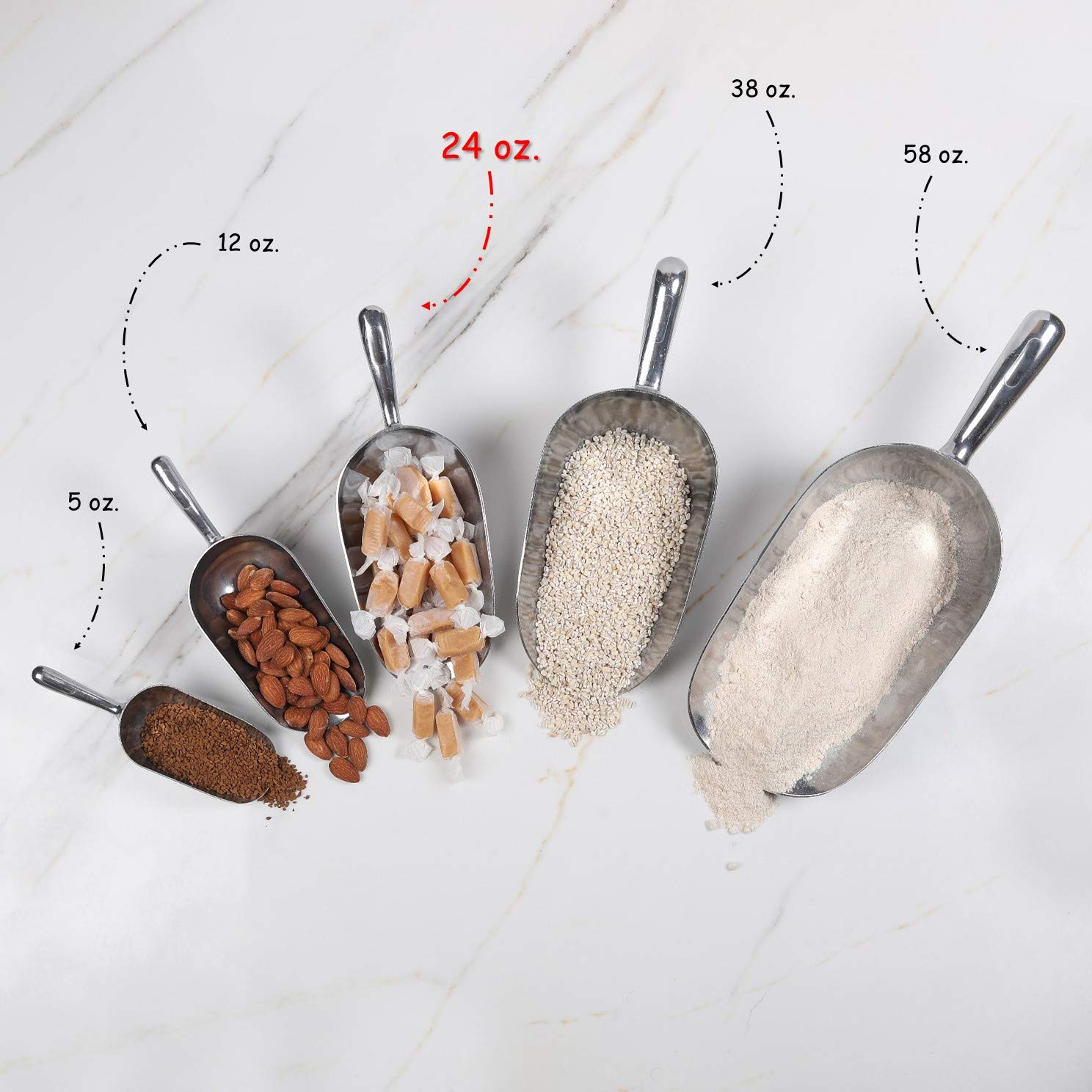 Snapklik.com : Cast Aluminum Utility Scoop - 24 Oz. - Round Bottom, Ice ...