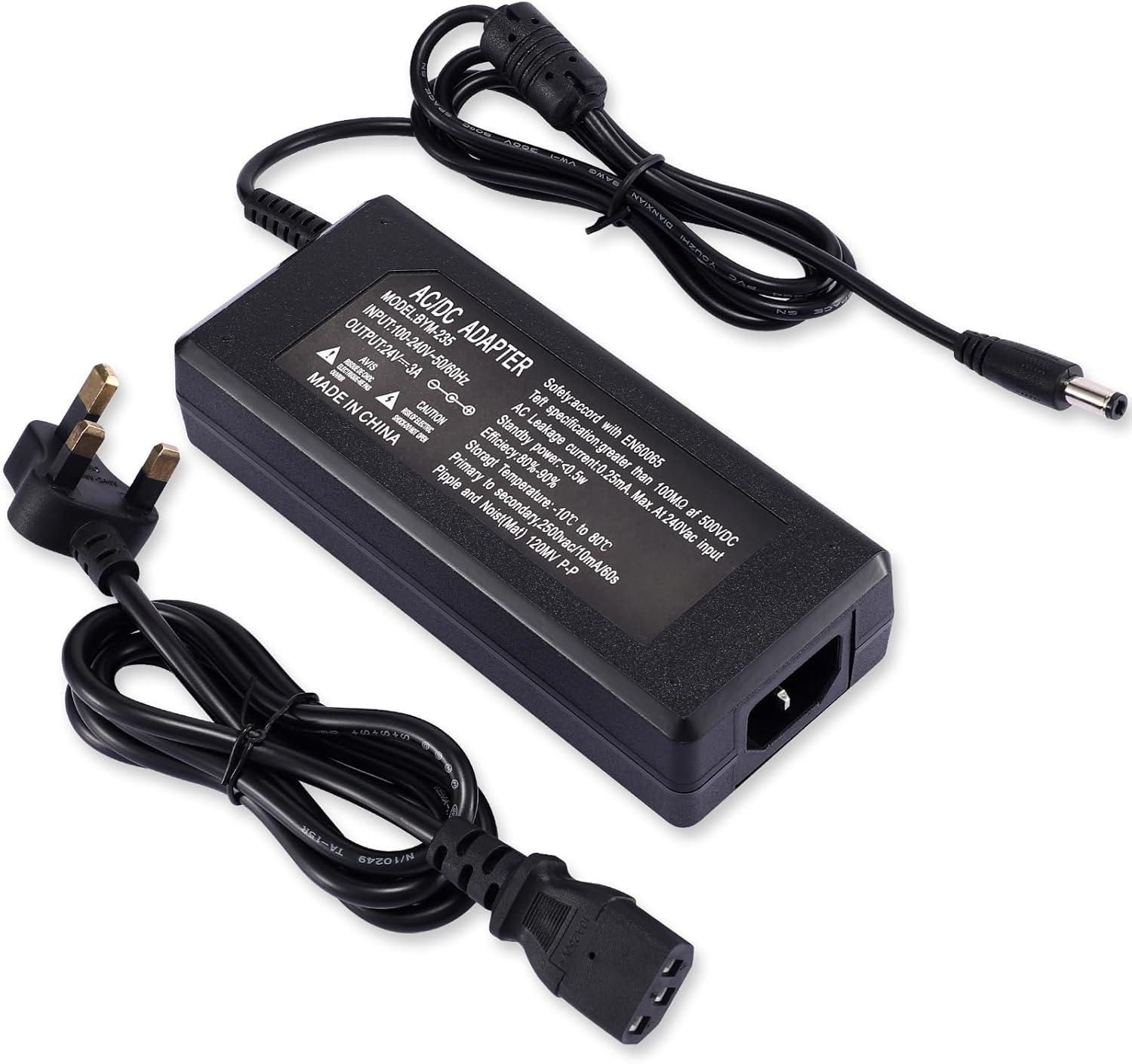 TOBWOLF 24V 3A DC Power Supply, AC 100-240V to DC 72W Power Adapter ...