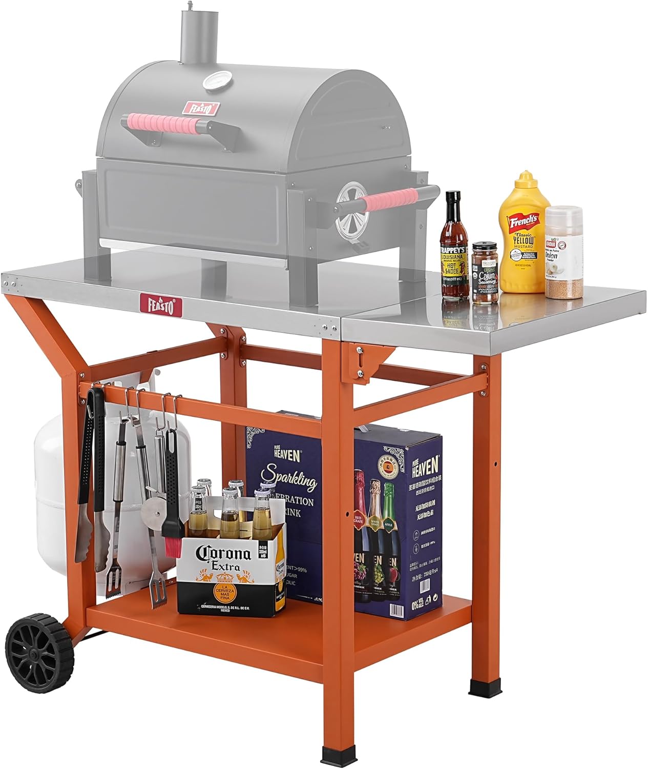 Amazon.com: Feasto Outdoor Grill Table, 40’’x20’’ Movable Pizza Oven ...