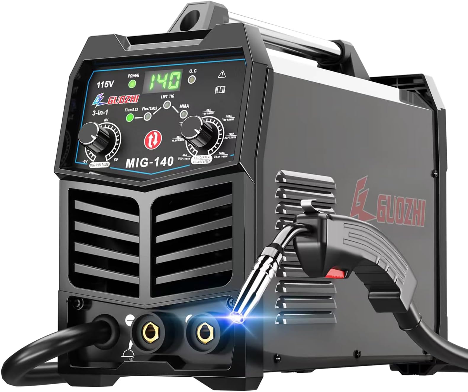 GZ GUOZHI 140A MIG Soldador, soldador 3 en 1 FLUX MIG/ARC/Lift TIG ...